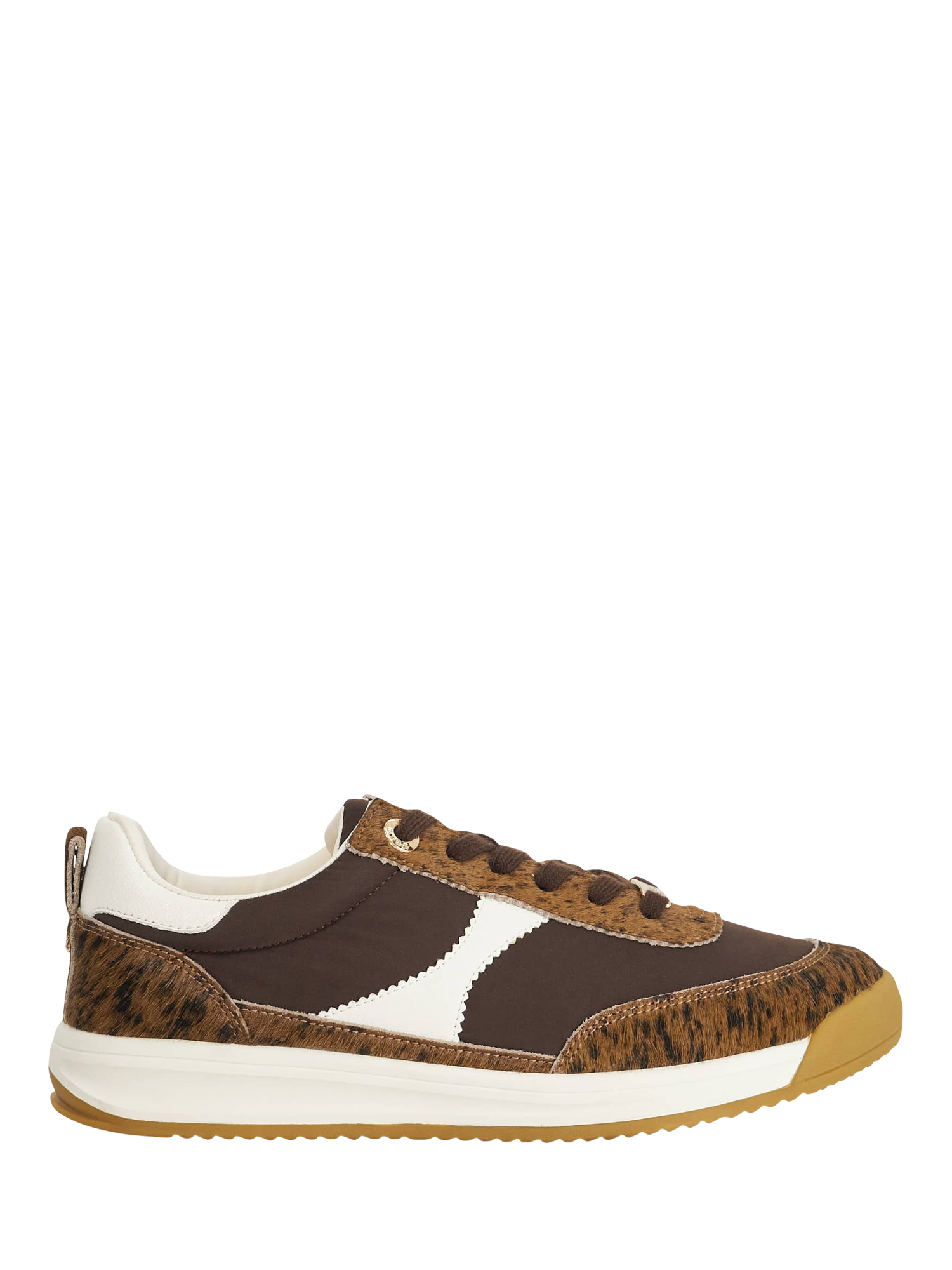 Dune London Elsea Animal Print Lace-Up Suede Trainers