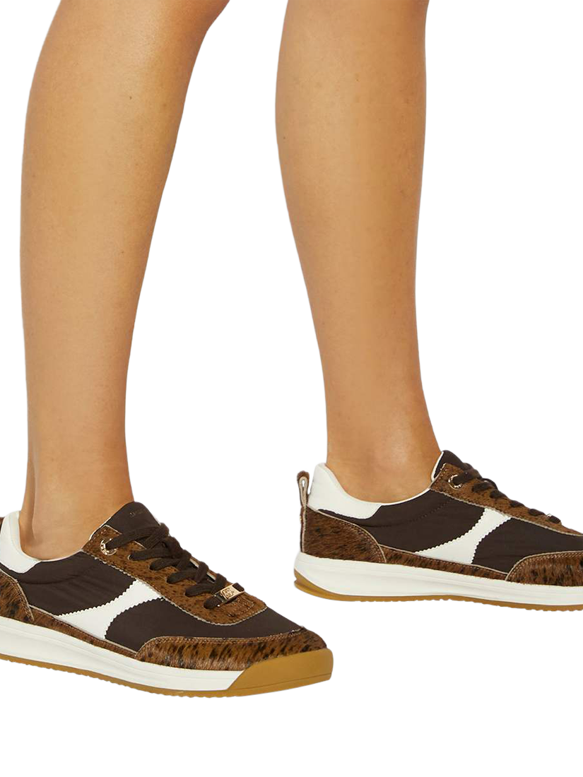 Dune London Elsea Animal Print Lace-Up Suede Trainers