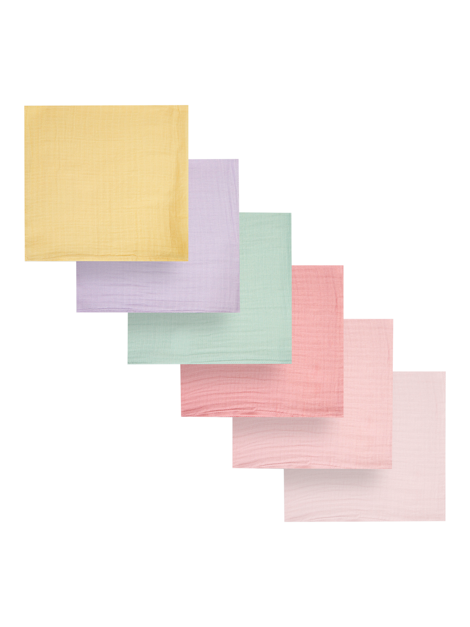 JoJo Maman Bébé Baby Pastel Muslin Squares, Pack of 6, Pink/Multi