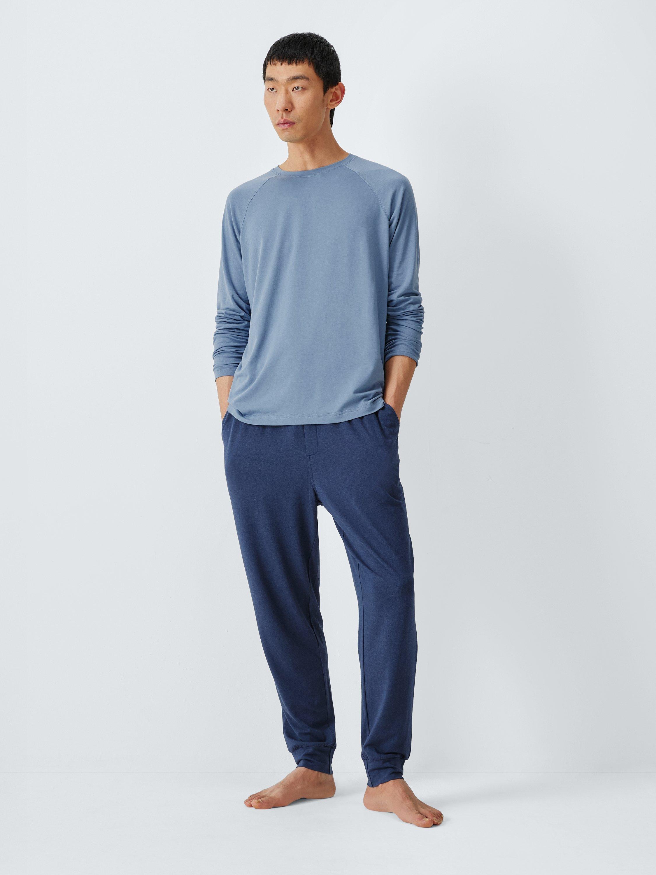 John Lewis Long Sleeve Jersey Lounge Top, Blue Light