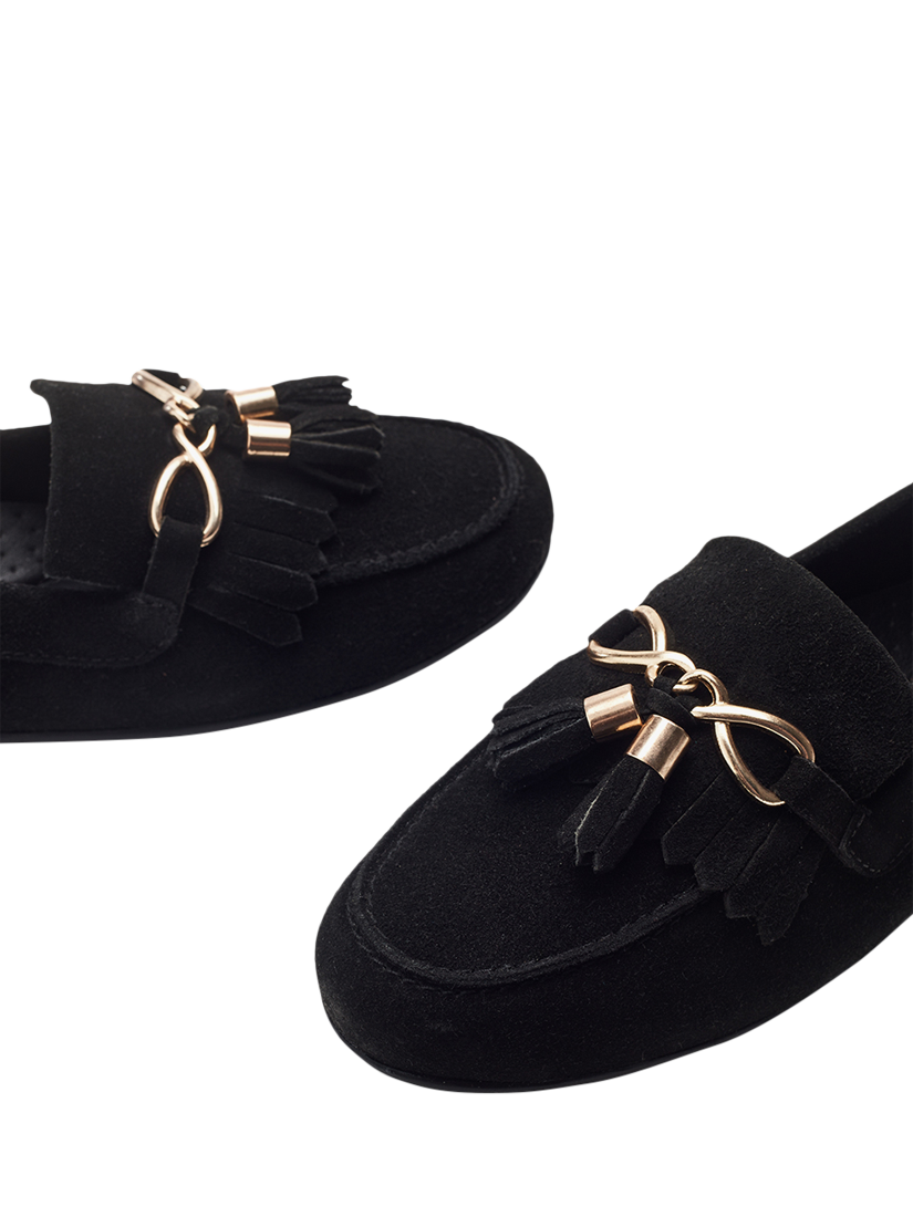 Moda in Pelle Essana Suede Tassel Moccasins, Black, 3