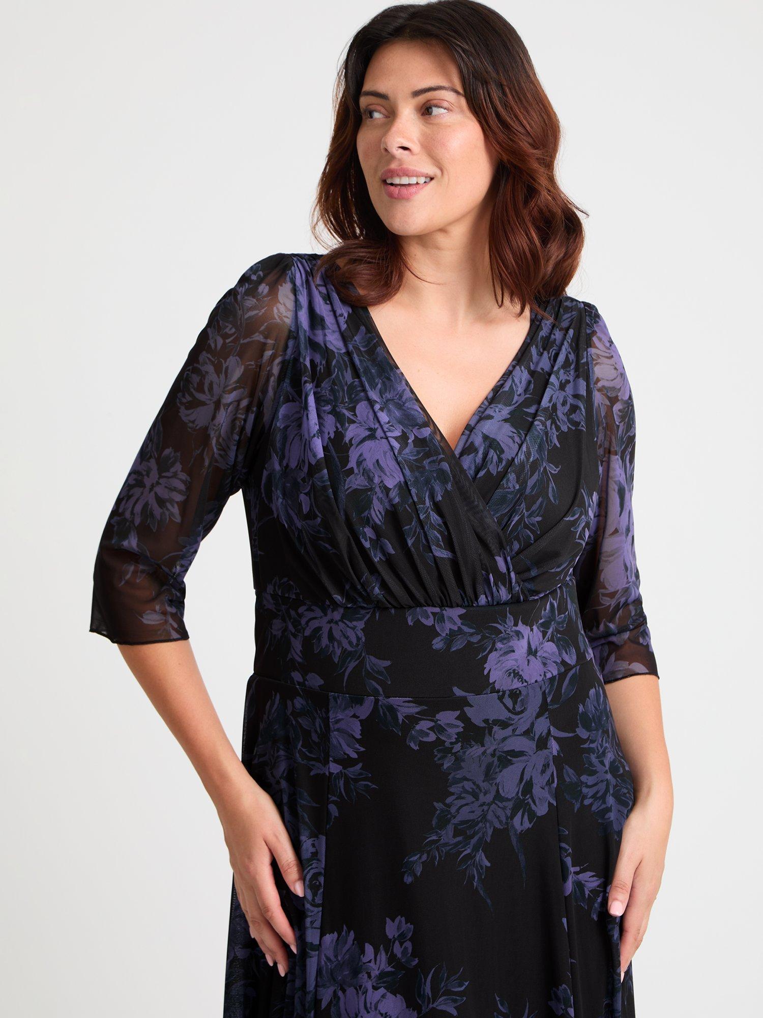 Scarlett & Jo Verity Floral Wrap Maxi Dress, Black/Violet