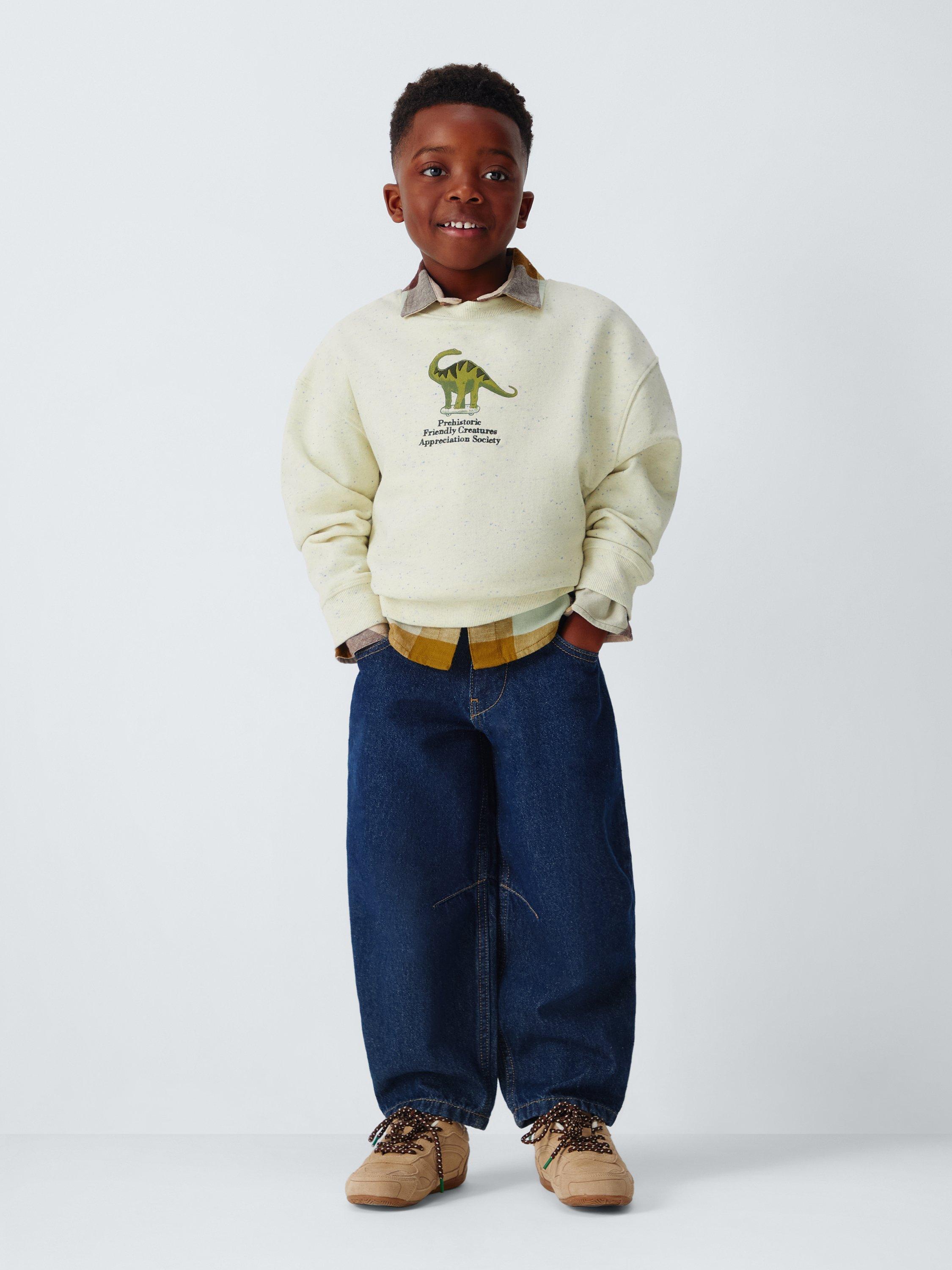 John Lewis Kids' Dinosaur Slogan Sweatshirt, Natural
