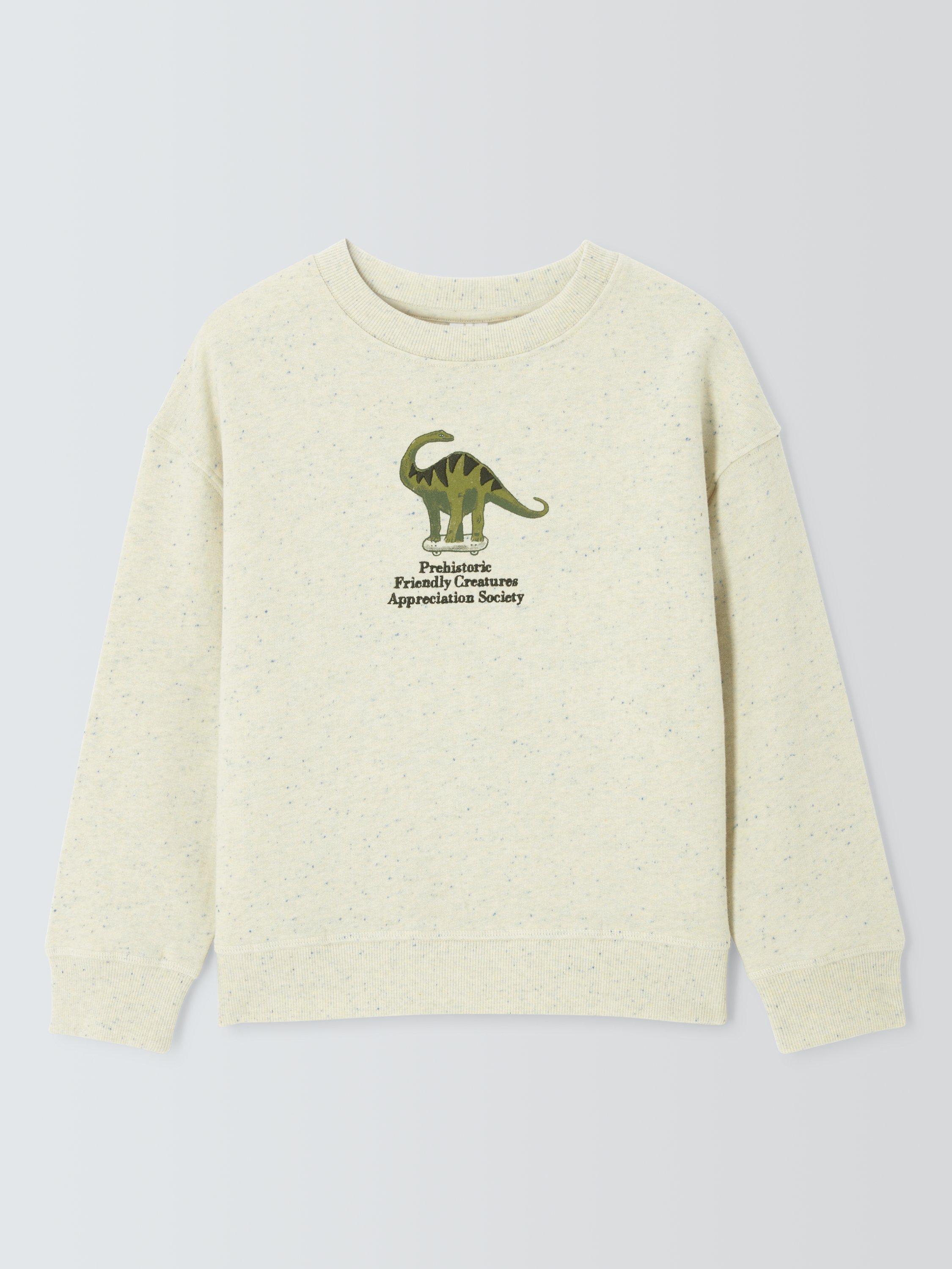 John Lewis Kids' Dinosaur Slogan Sweatshirt, Natural