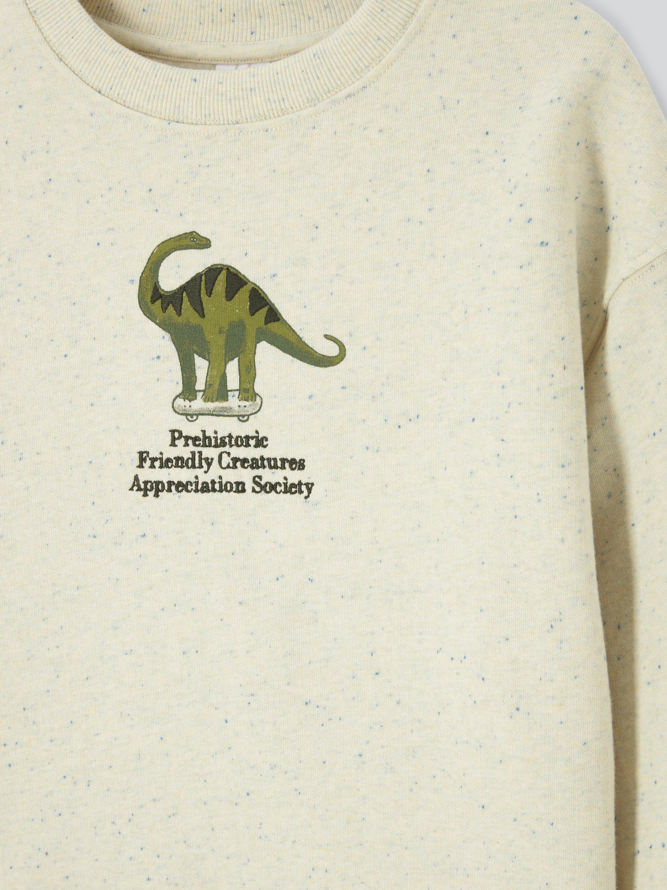 John Lewis Kids' Dinosaur Slogan Sweatshirt, Natural