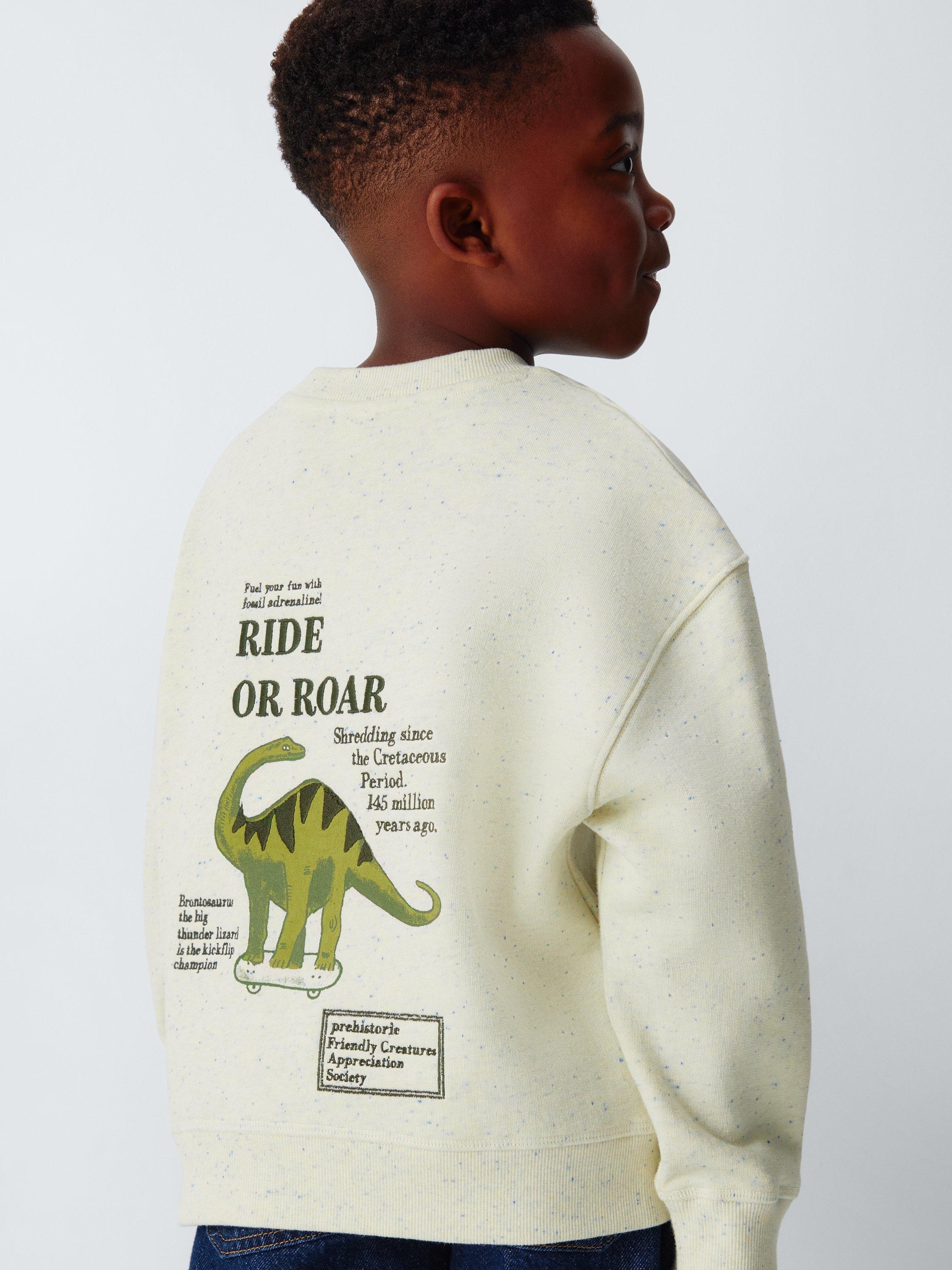 John Lewis Kids' Dinosaur Slogan Sweatshirt, Natural