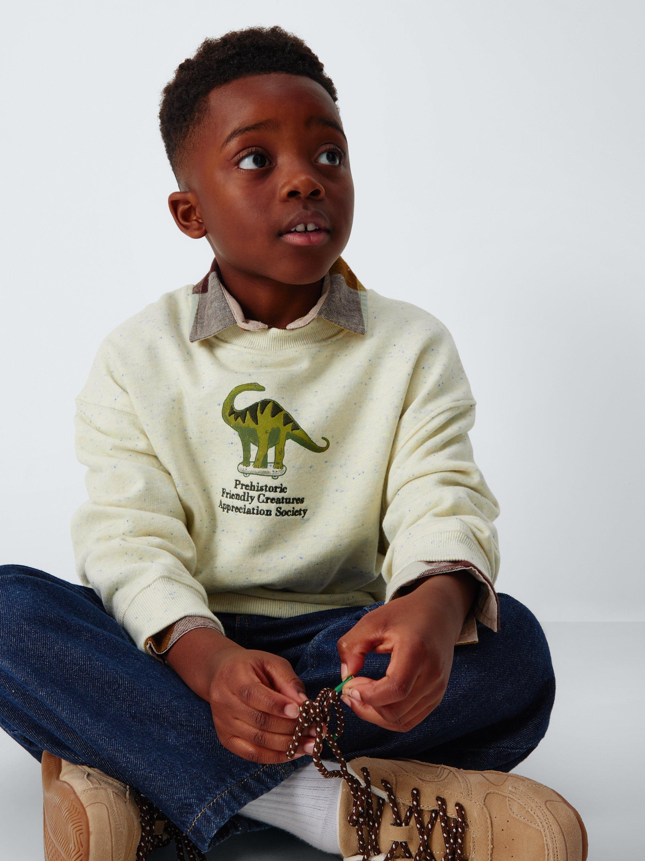 John Lewis Kids' Dinosaur Slogan Sweatshirt, Natural