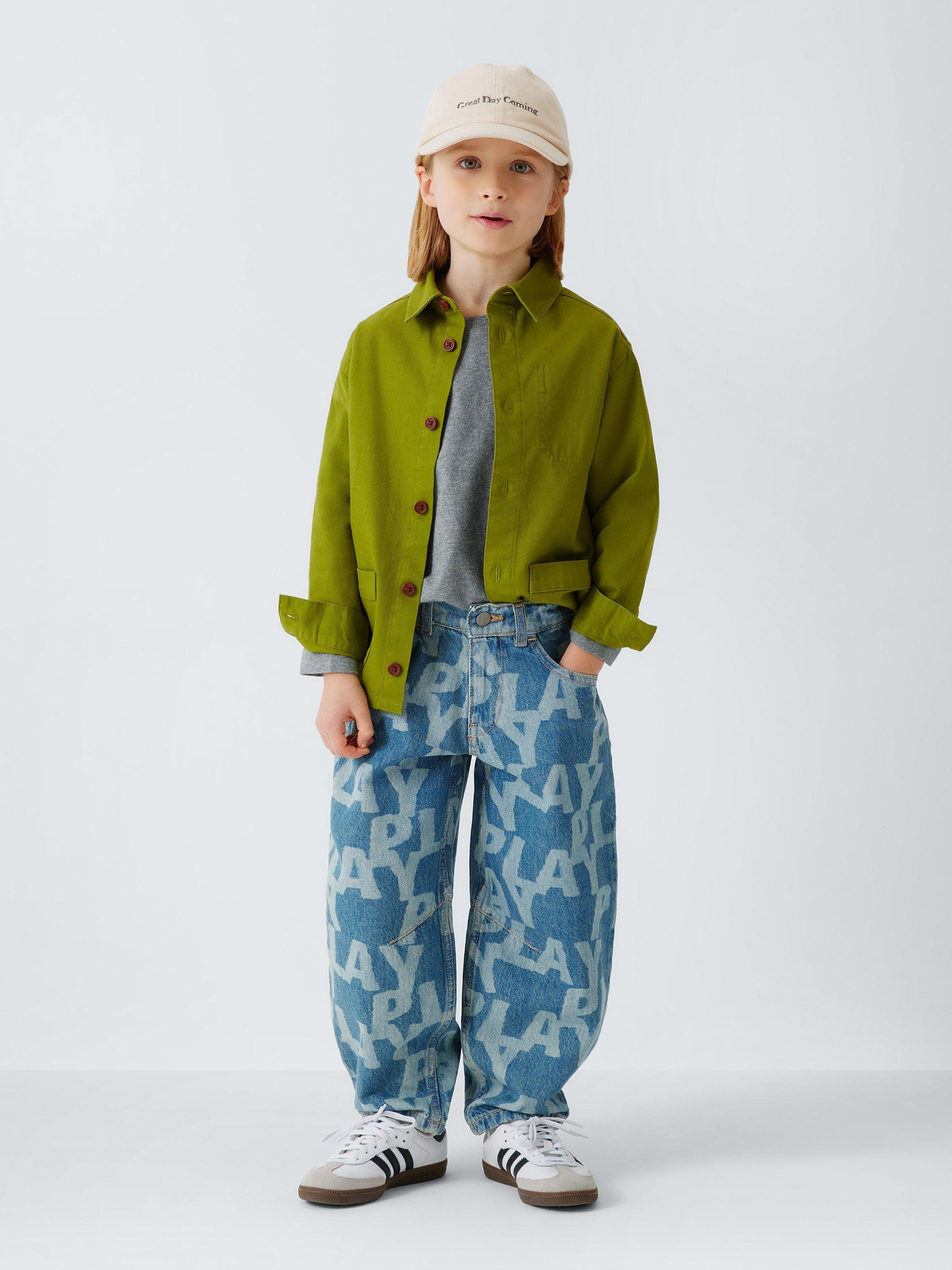 John Lewis Boy's Play Barrel Leg Jeans, Blue Multi