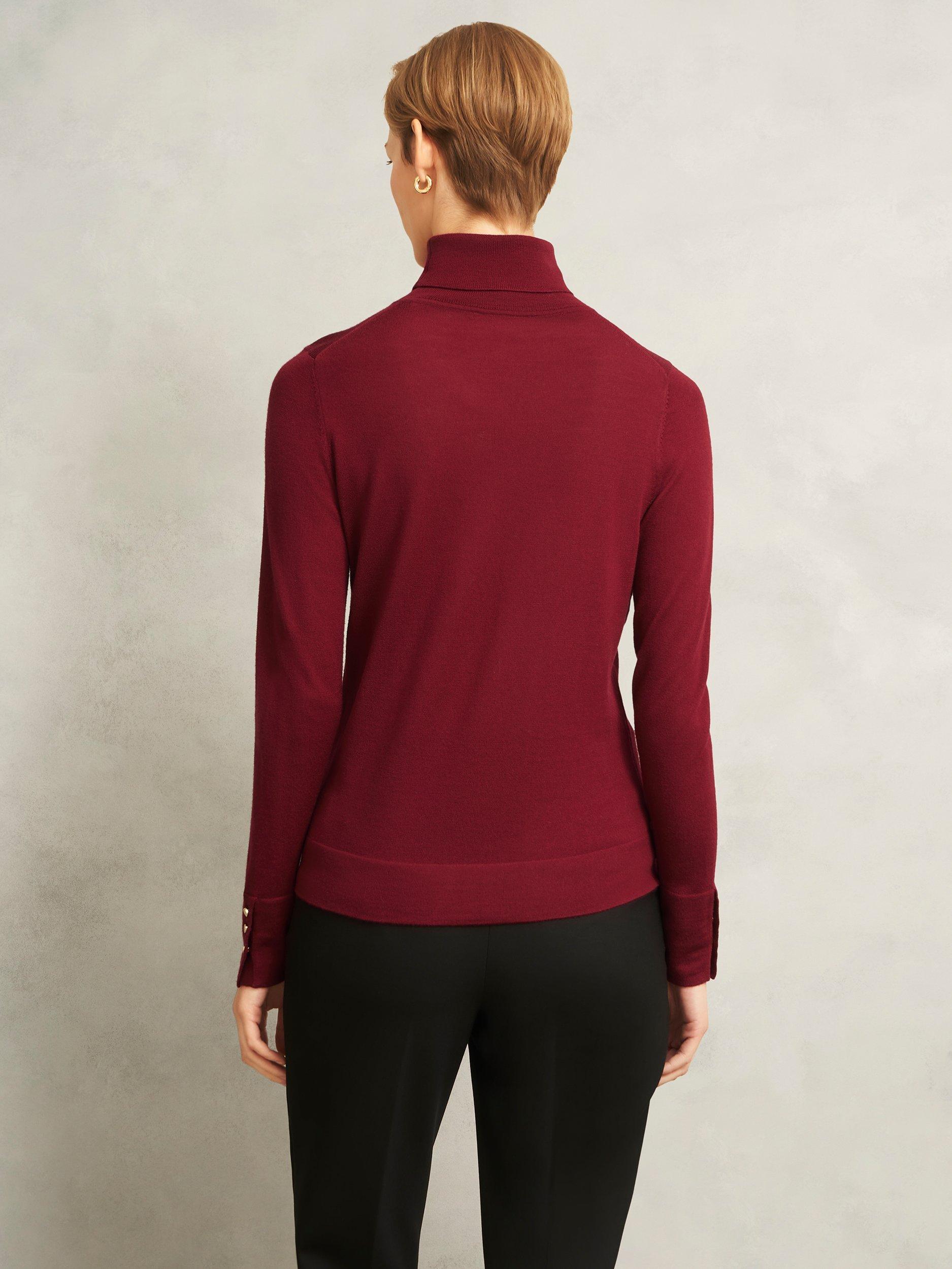 Hobbs Lara Roll Neck Pure Merino Wool Jumper, Red
