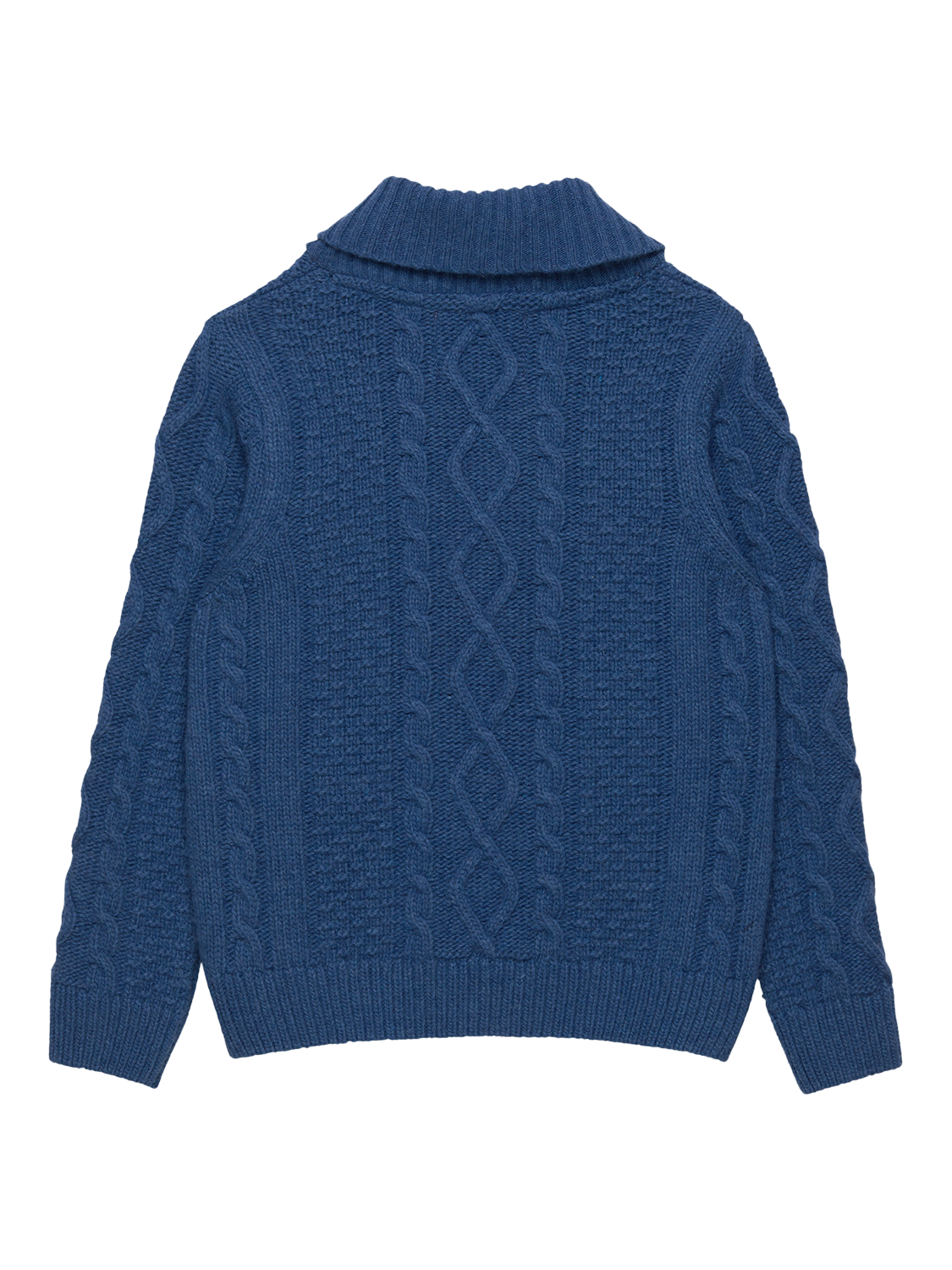 Trotters Kids' Finn Shawl Collar Cable Knit Jumper, Denim Blue Marl
