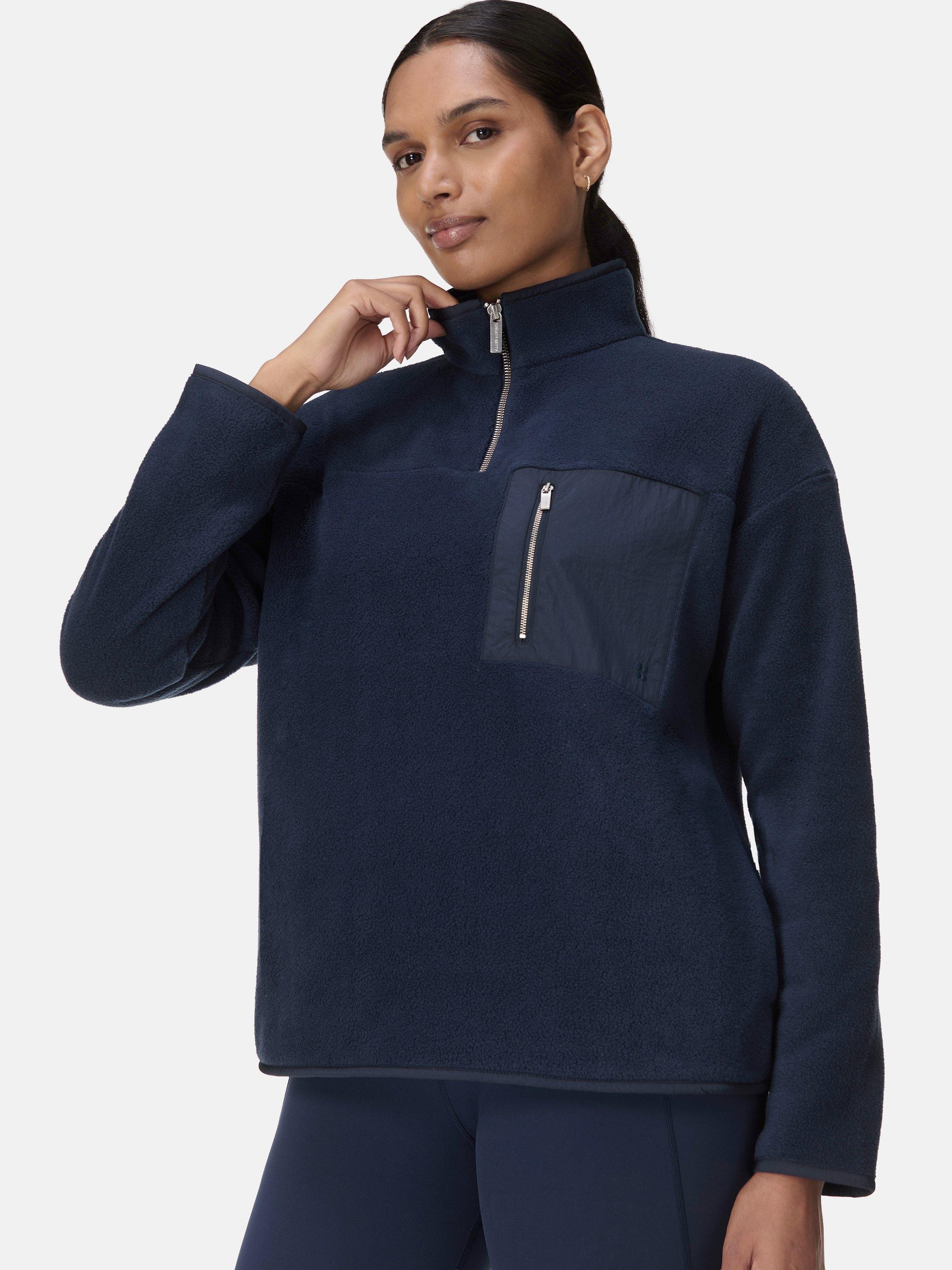 Sweaty Betty Mallow Funnel Neck Fleece, Navy Blue