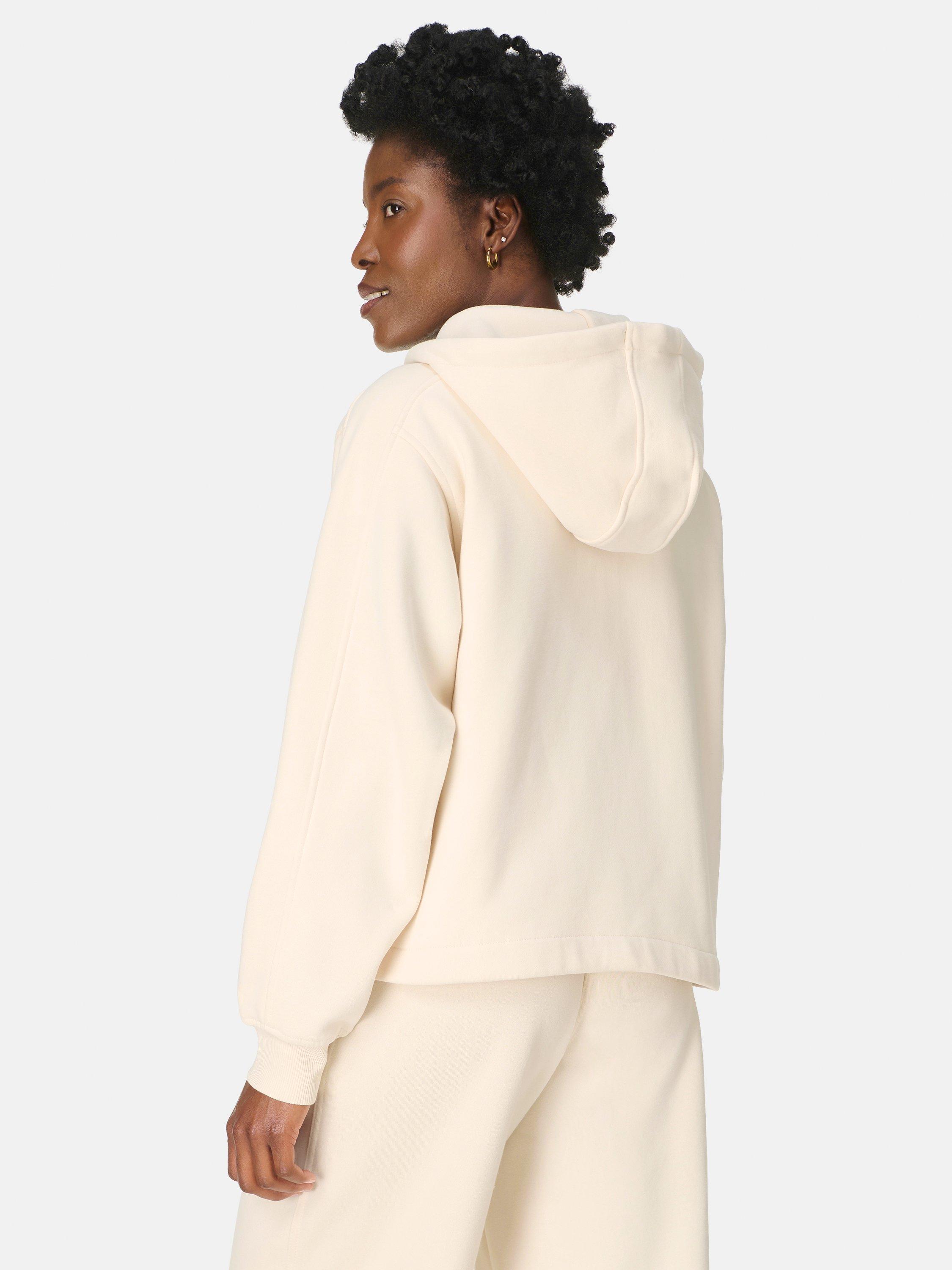 Sweaty Betty Brushed Zip Through Hoodie, Creme Beige