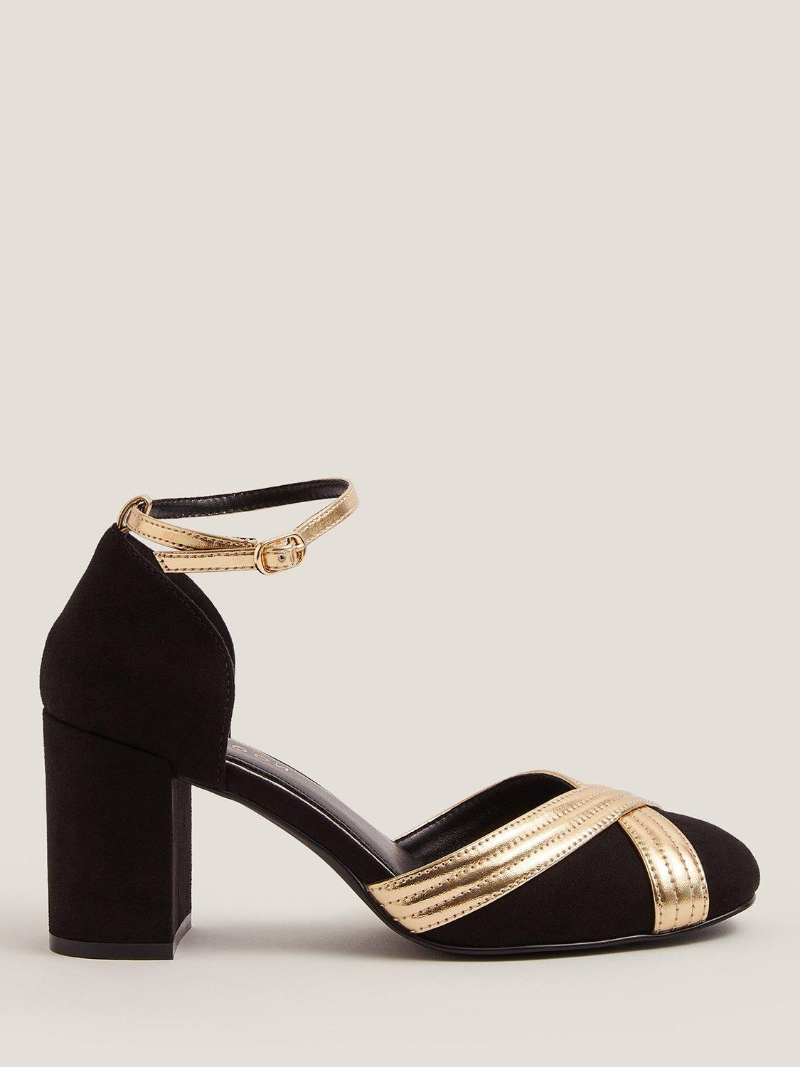 Monsoon Joy Metallic Crossover Court Shoes, Black/Gold