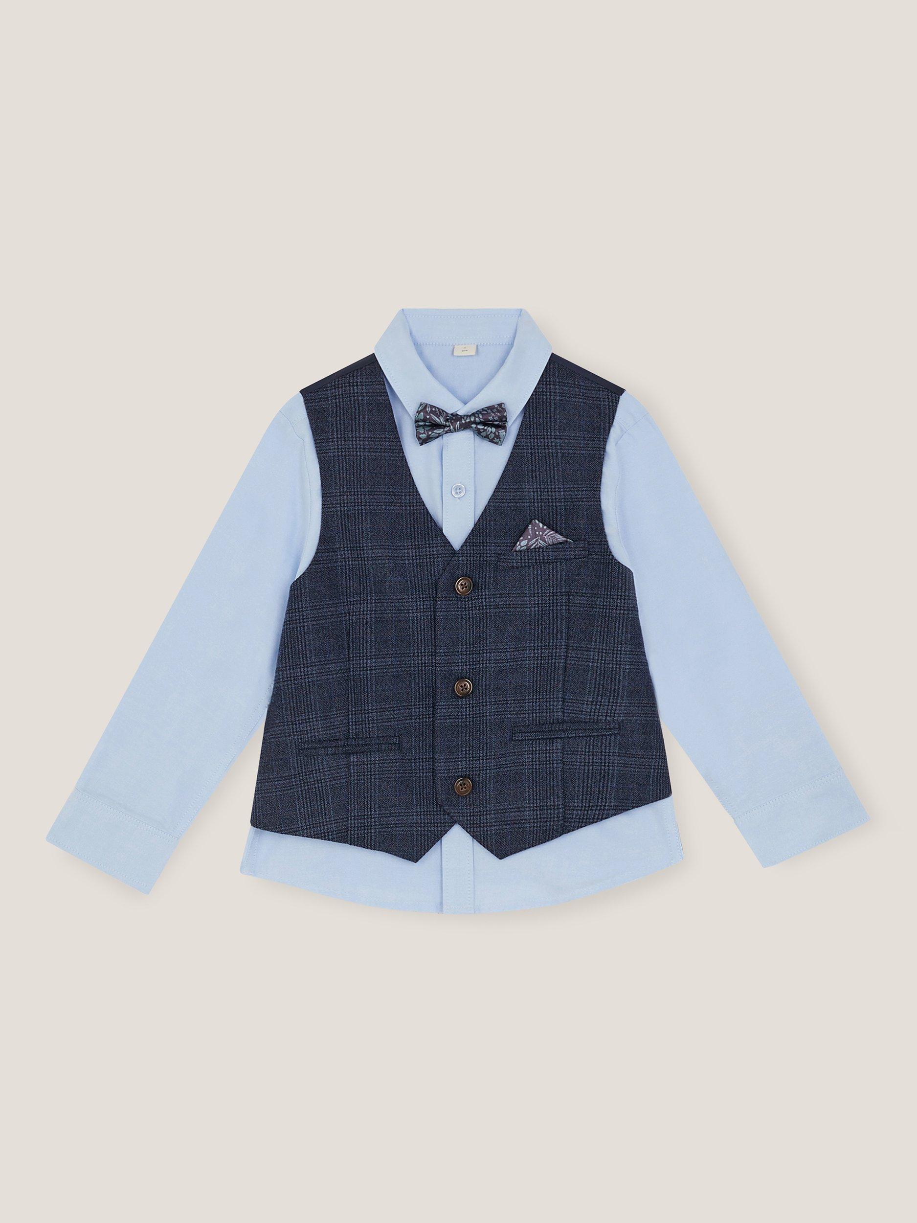 Monsoon Kids' 3-Piece Waistcoat & Shirt Set, Navy
