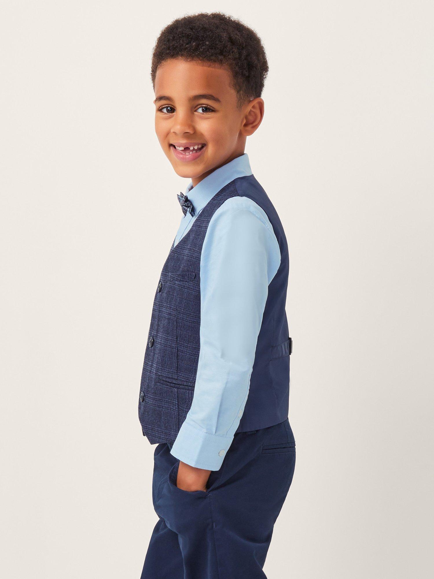 Monsoon Kids' 3-Piece Waistcoat & Shirt Set, Navy