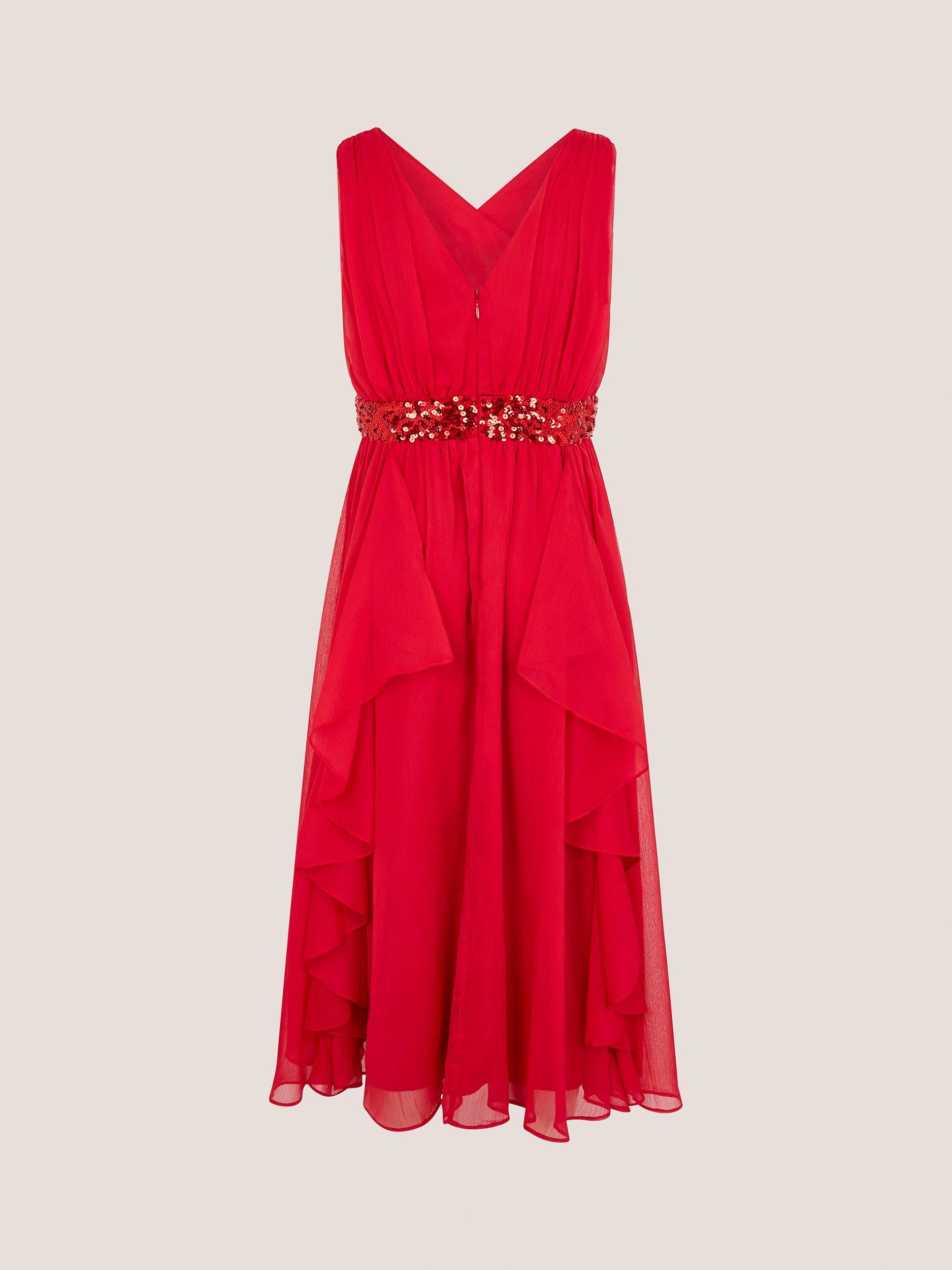 Monsoon Kids' Clemmie Sleeveless Sequin Belt Prom Dress, Red
