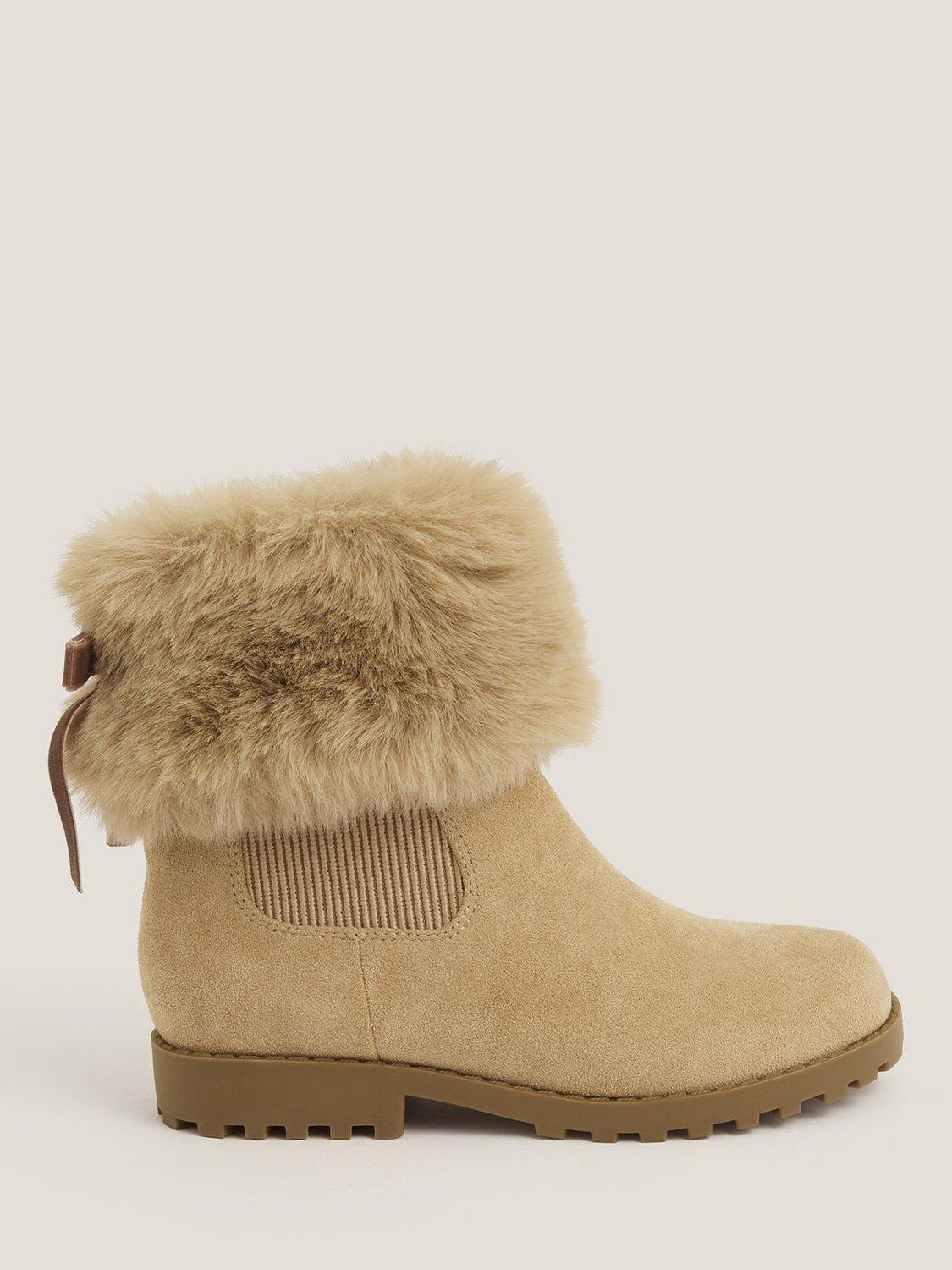Monsoon Kids' Faux Fur Chelsea Boots, Tan