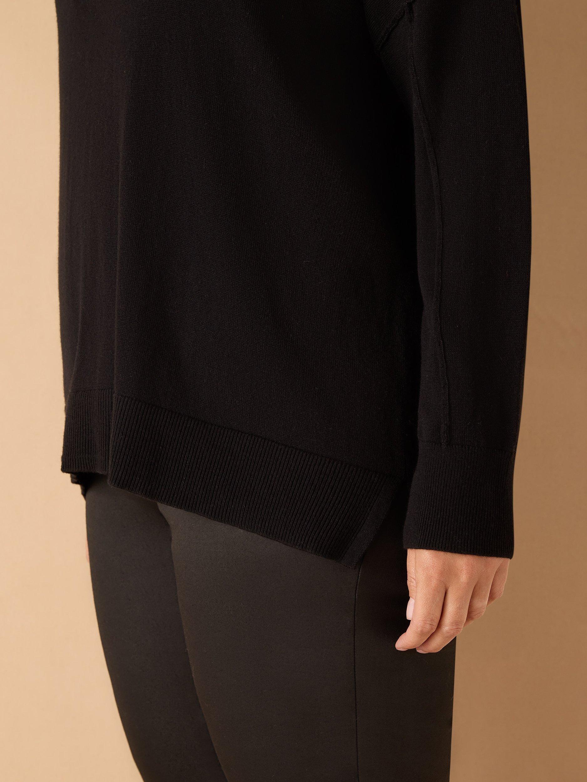 Live Unlimited Curve Side Split Roll Neck Jumper, Black, Black