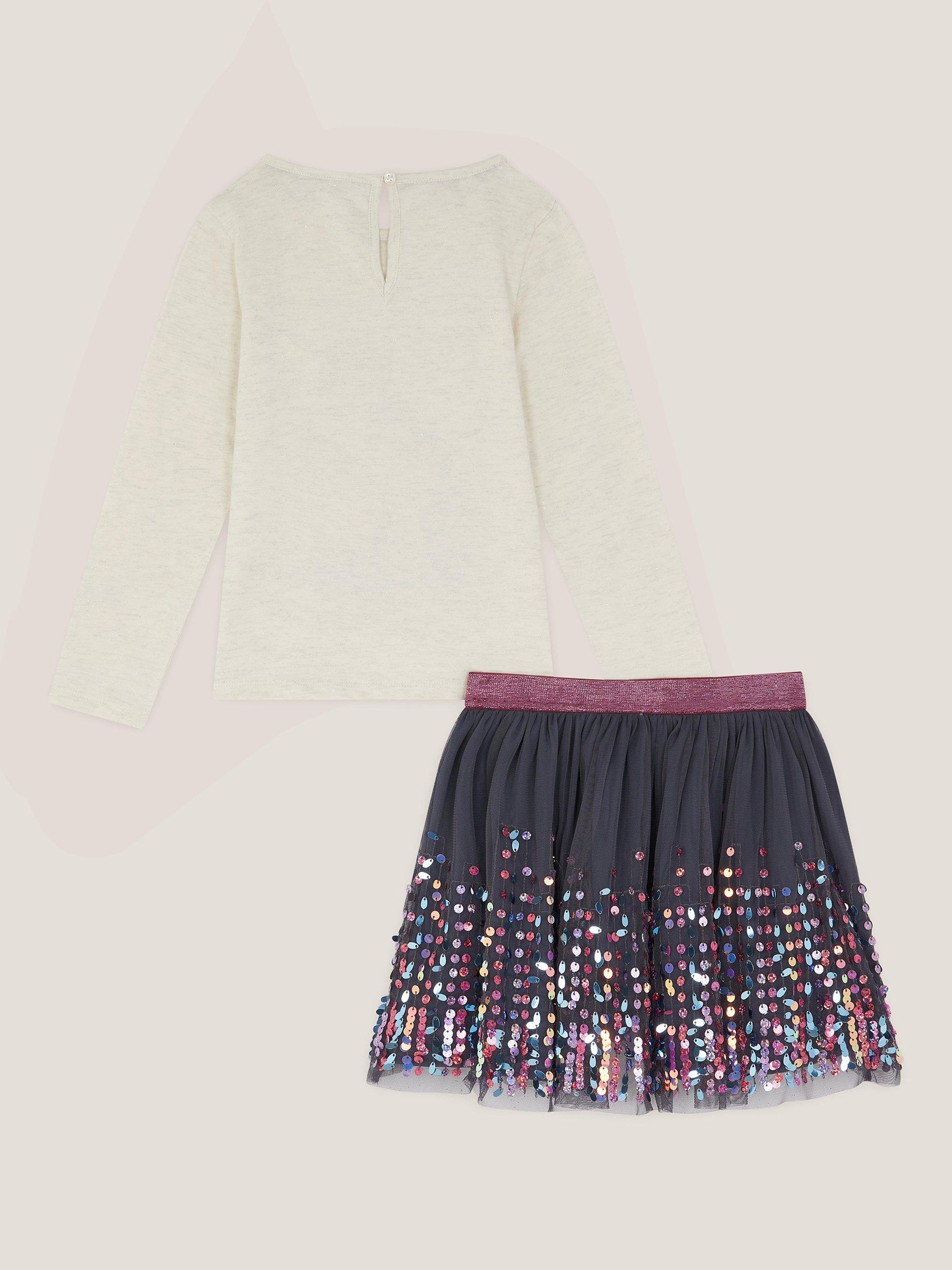 Monsoon Kids' Cosmic Top and Skirt Set, Purple