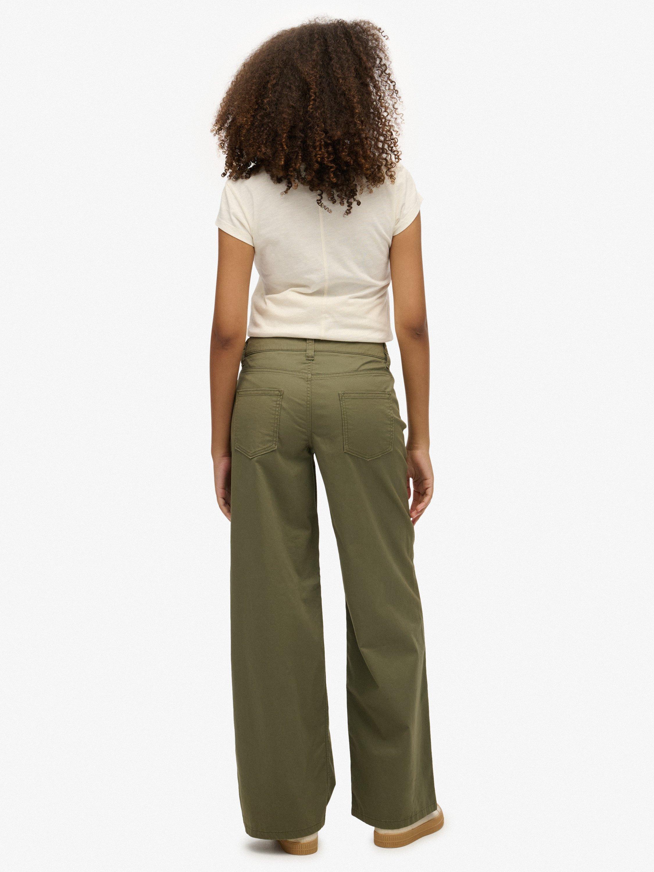 Superdry Mid Rise Baggy Chinos, Dusty Olive Green