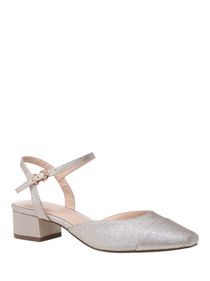 Paradox London Katya Block Heel Court Shoes, Champagne
