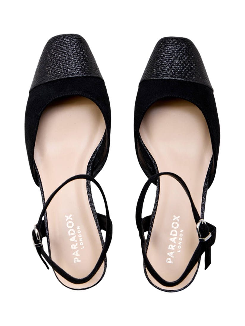 Paradox London Katya Block Heel Court Shoes, Black