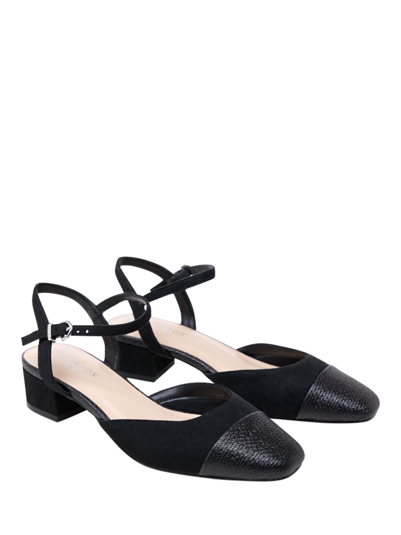 Paradox London Katya Block Heel Court Shoes, Black