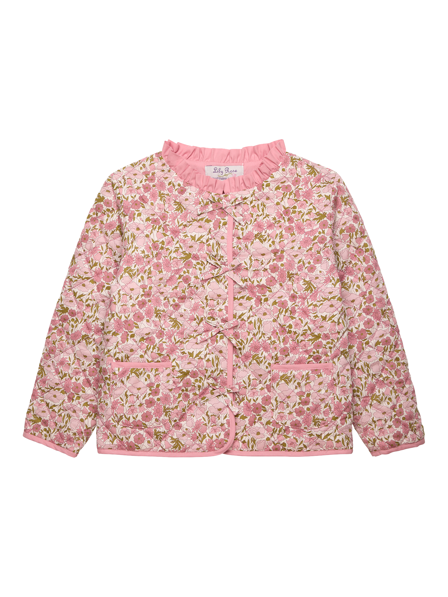 Trotters Kids' Liberty Poppy & Daisy Quilted Jacket, Pink/Multi