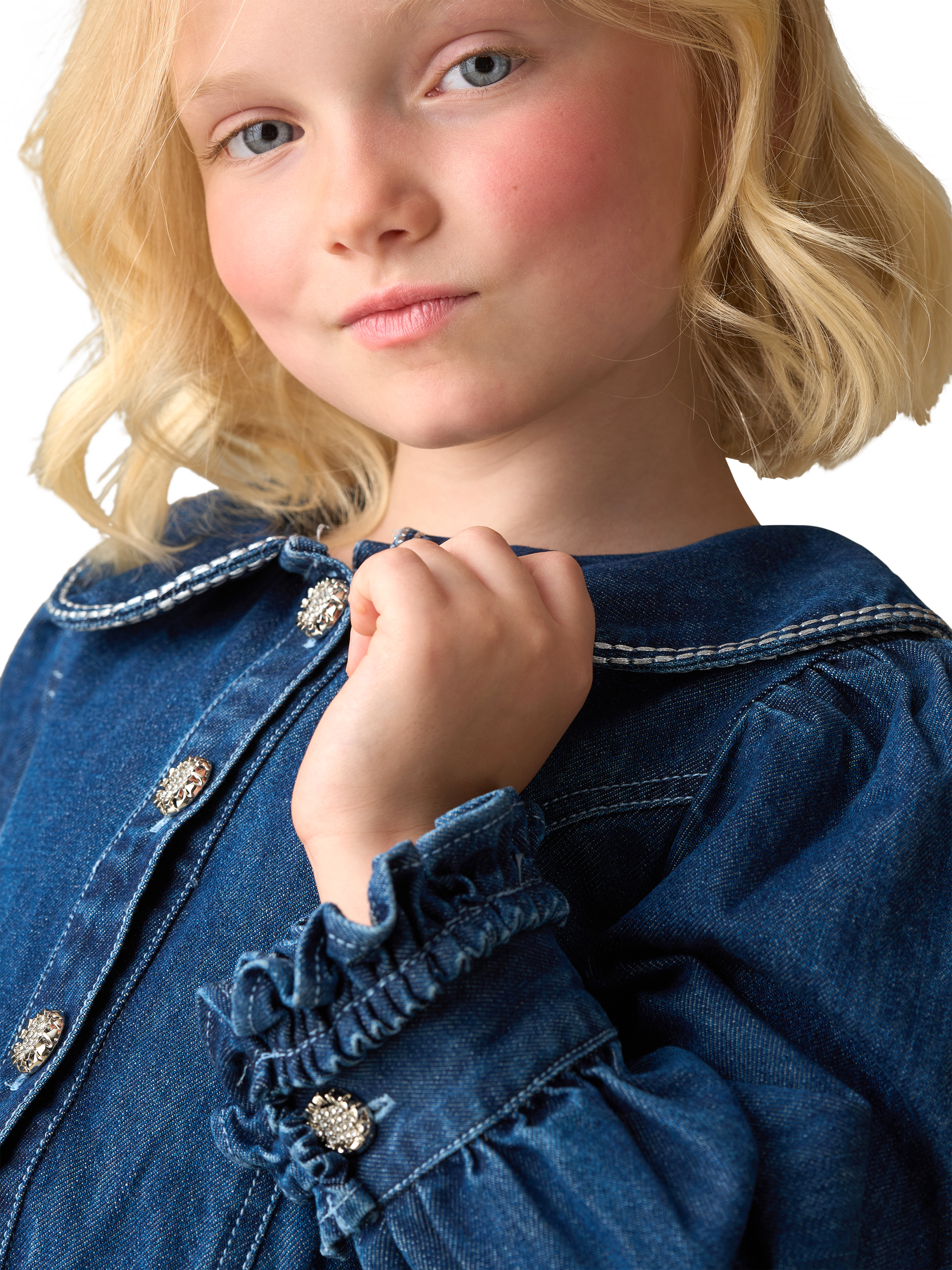 Angel & Rocket Kids' Long Sleeved Denim Dress, Blue