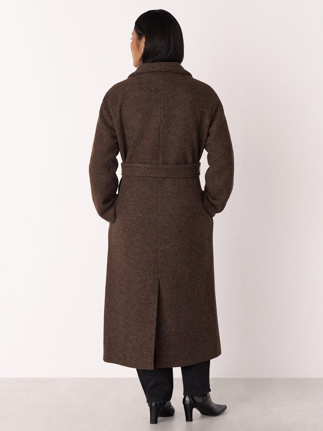 Whistles Petite Morgan Funnel Neck Pure Wool Coat, Taupe