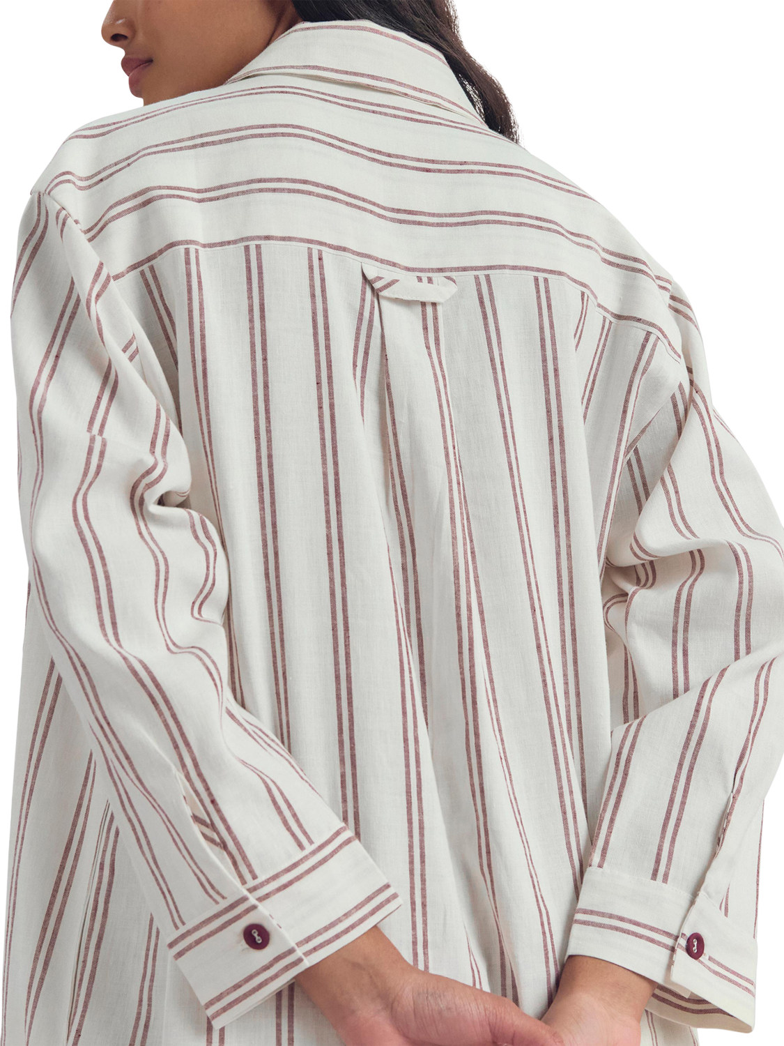 Piglet in Bed Kemptown Stripe Linen Rich Nightshirt, Rhubarb