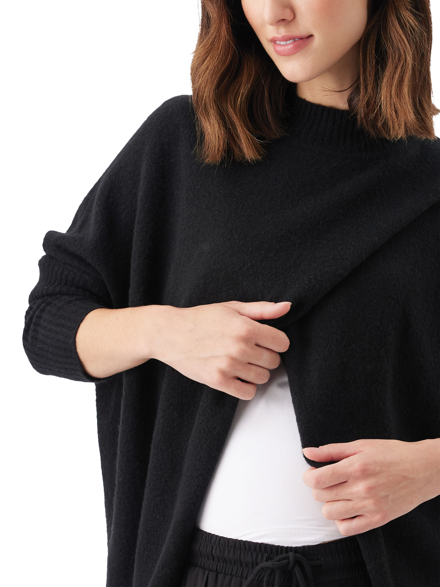 Ripe Hallie Cross Over Knit Maternity Jumper, Black
