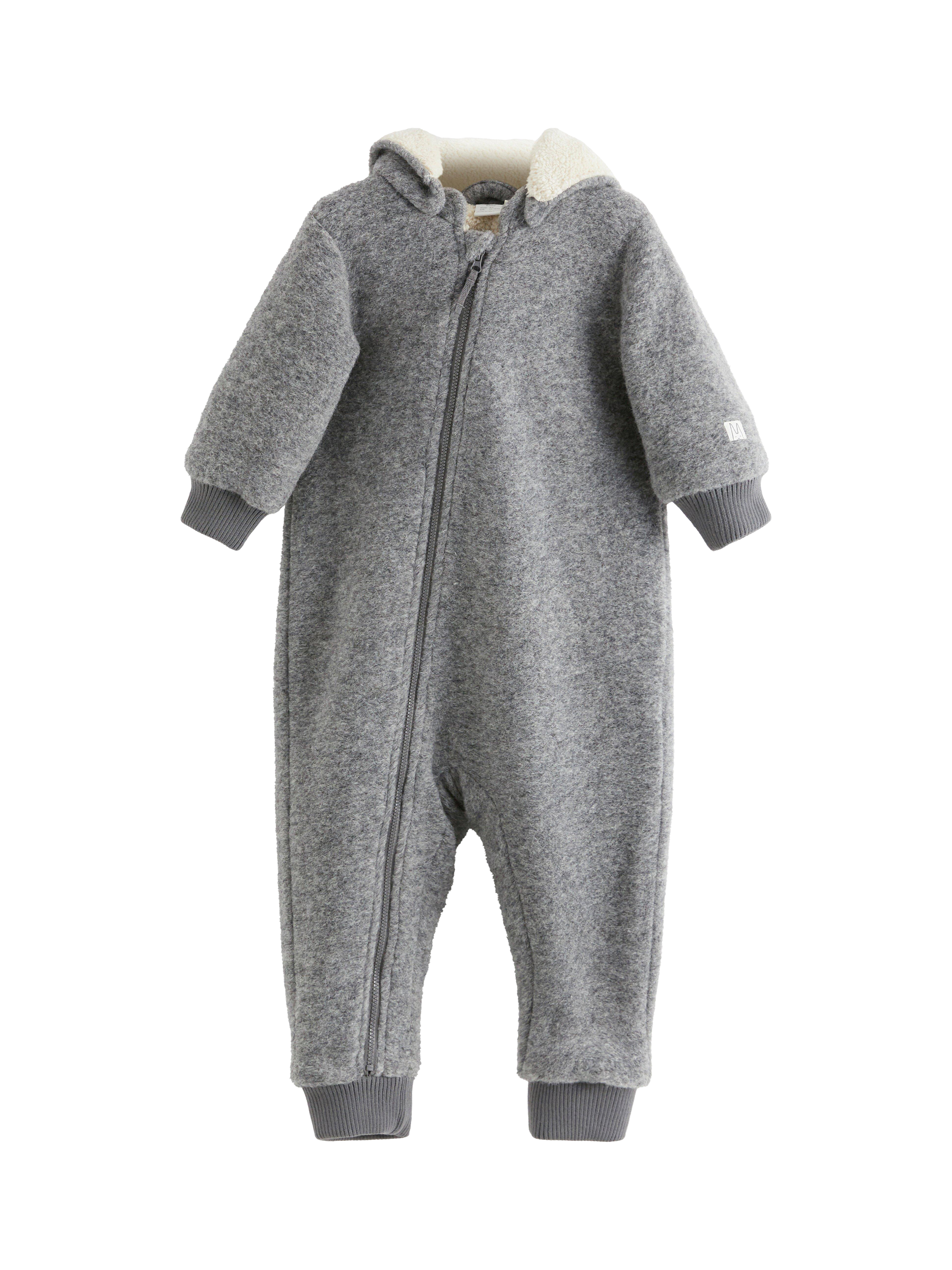 Lindex Baby Wool Blend Outdoor Bodysuit, Light Grey Melange