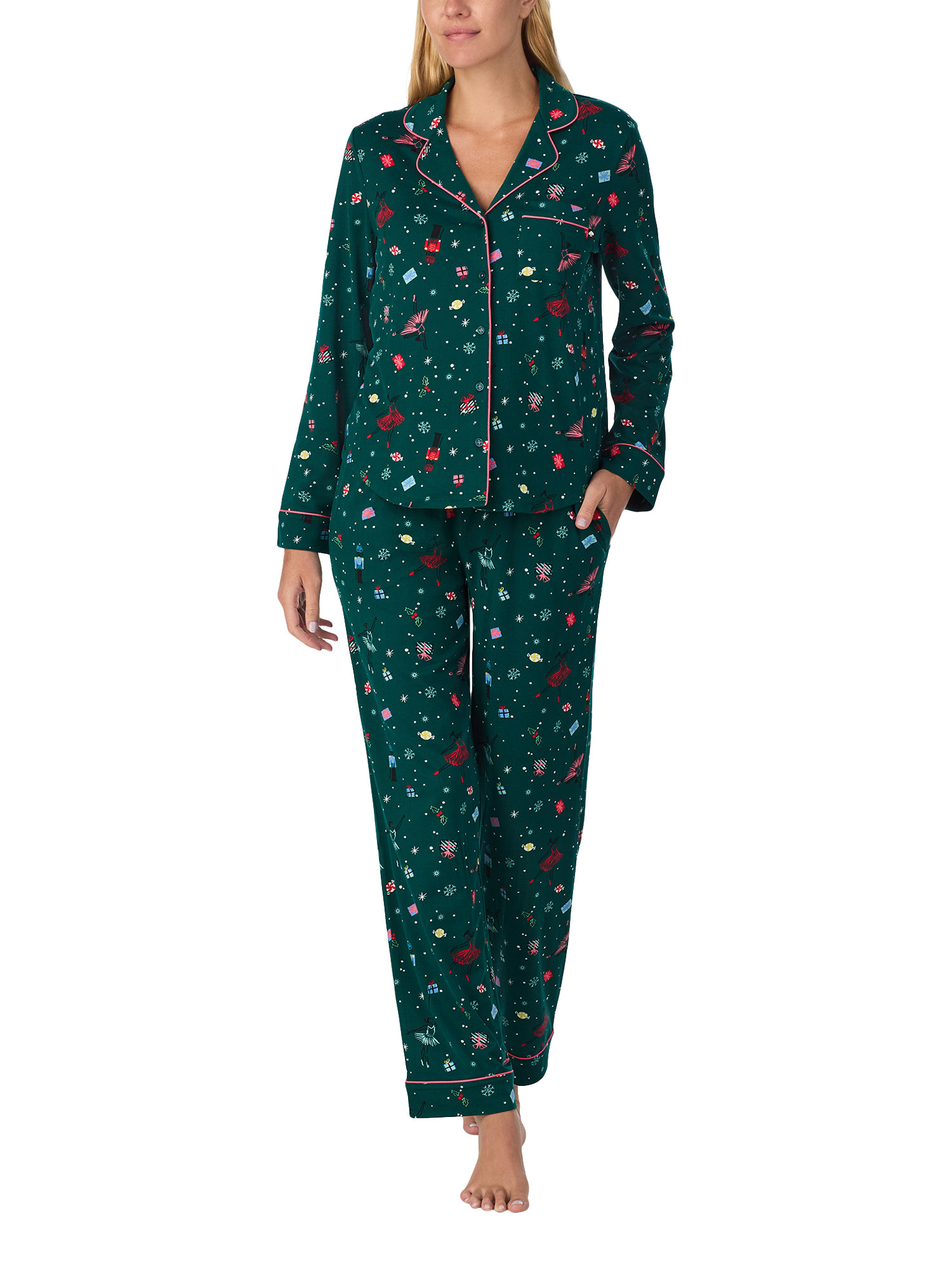 kate spade new york Sugar Plum Fairy Button Through Long Pyjama Set, Multi