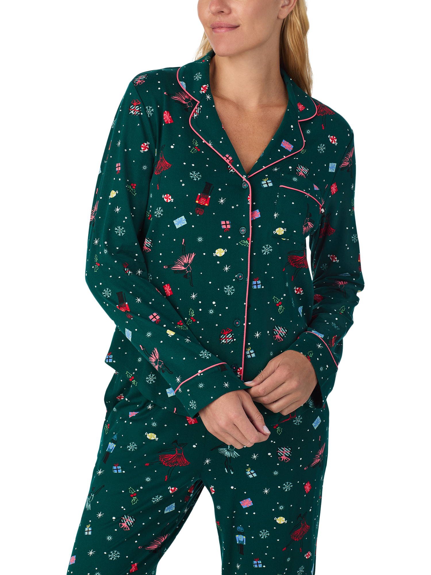 kate spade new york Sugar Plum Fairy Button Through Long Pyjama Set, Multi