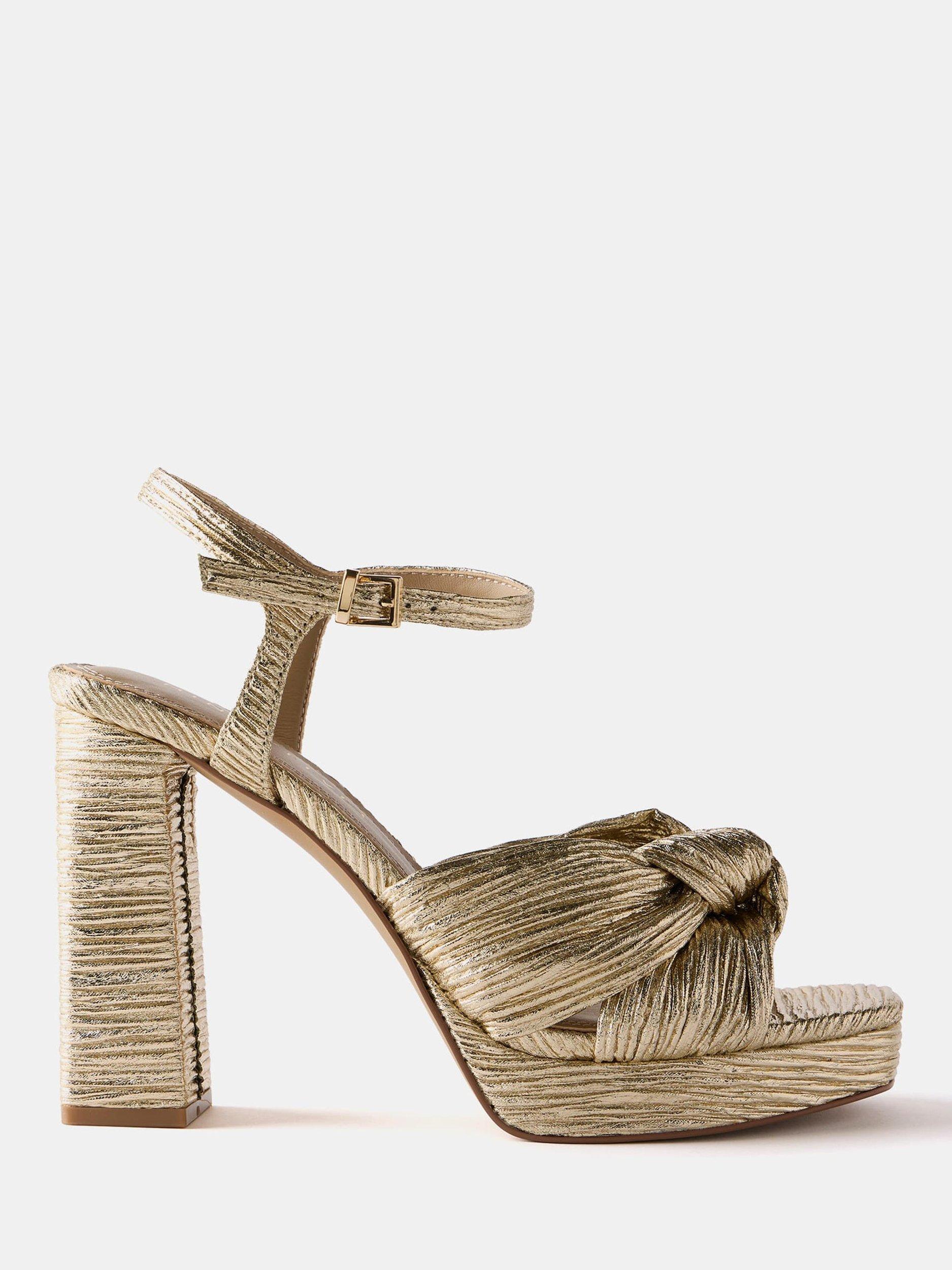 Mint Velvet Amy Textured Platform High Heels, Gold