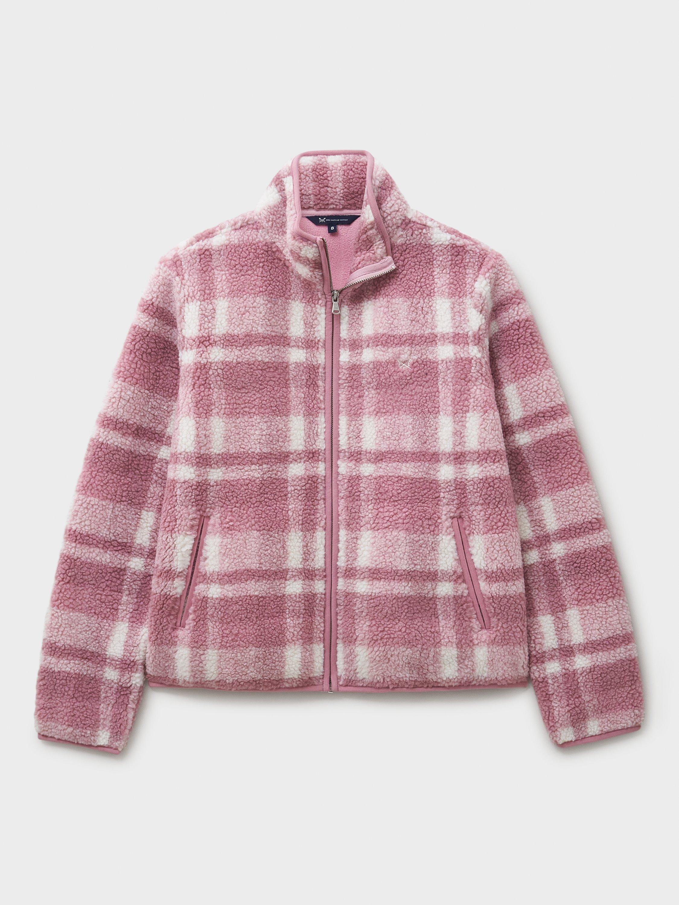 Crew Clothing Boucle Zip Through Fleece, Pastel Pink