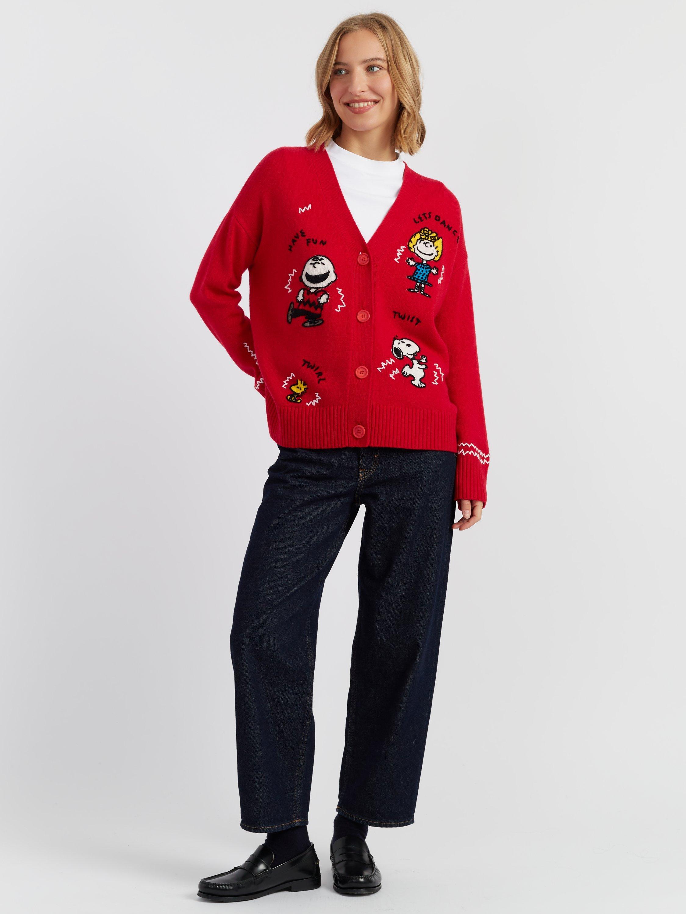 Chinti & Parker Peanuts Dancing Cardigan, Velvet Red
