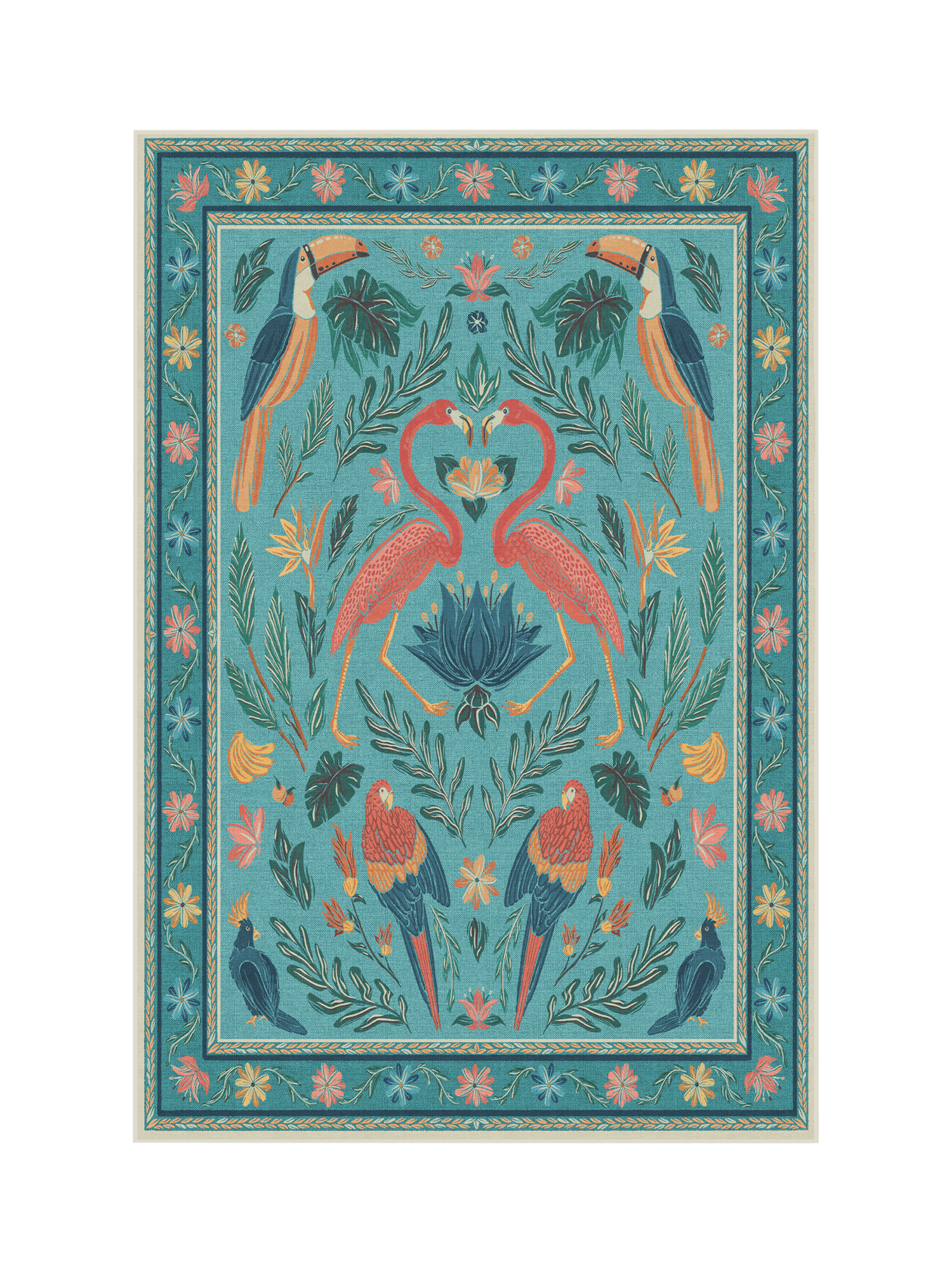 Ruggable x Iris Apfel Birds of a Feather Rug, Aqua