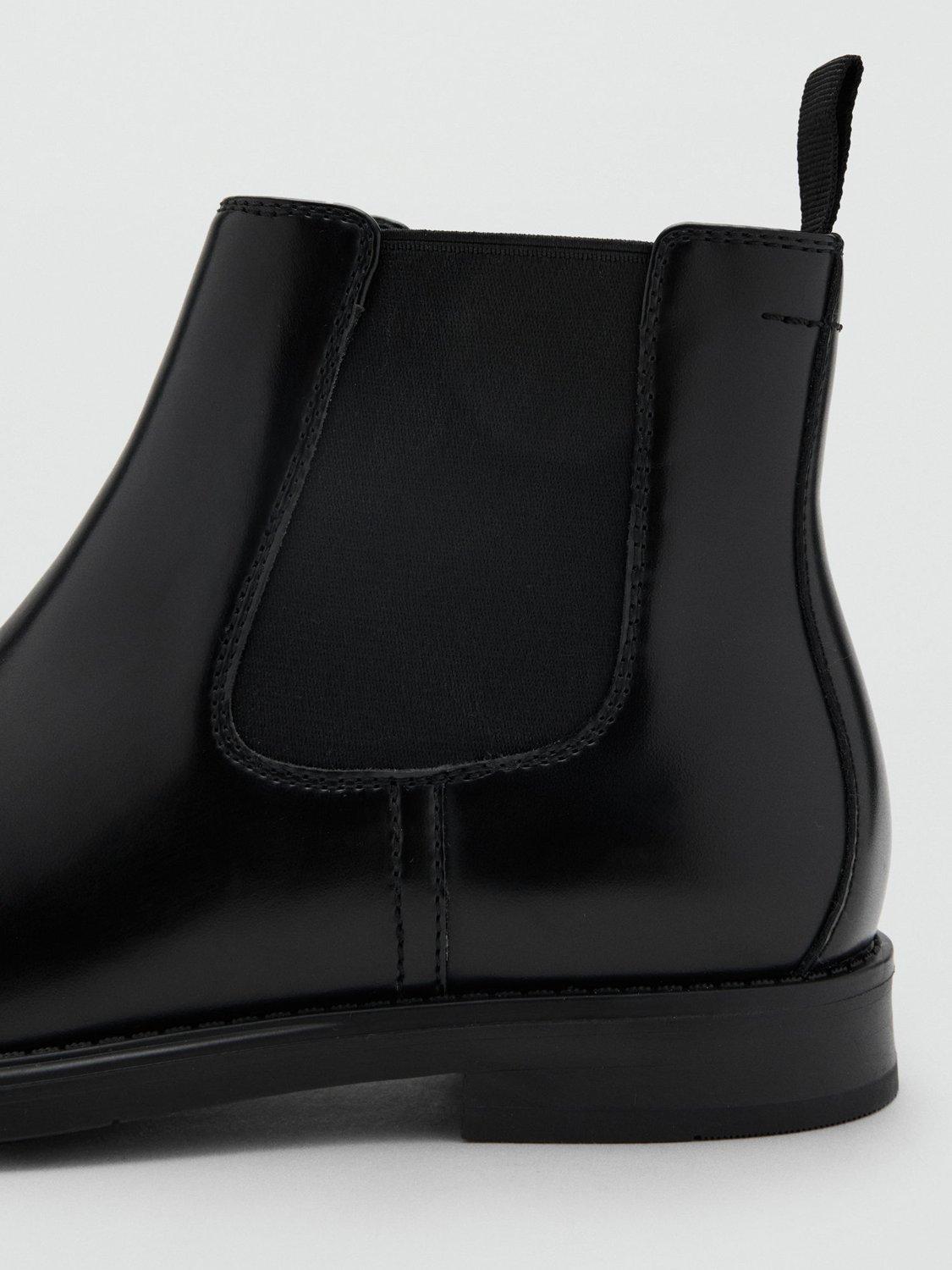 Mango Botin London Faux Leather Chelsea Boots, Black