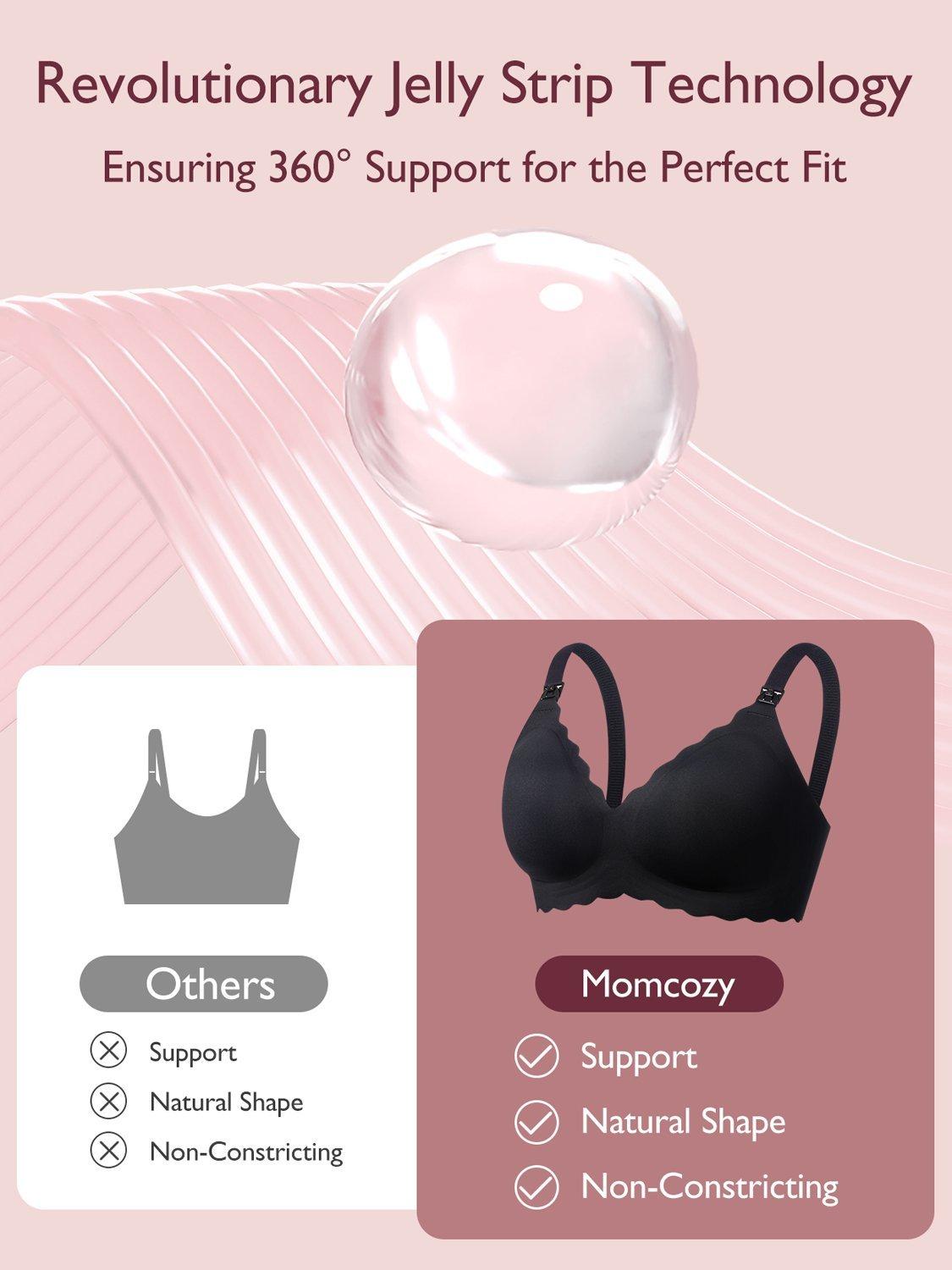 Momcozy Jelly Stripe Seamless Nursing Bra, Black