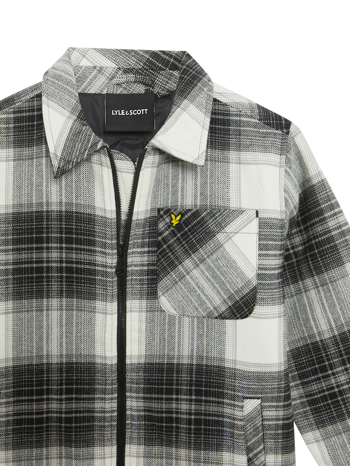 Lyle & Scott Kids' Brushed Long Sleeved Check Shirt, Jet Black