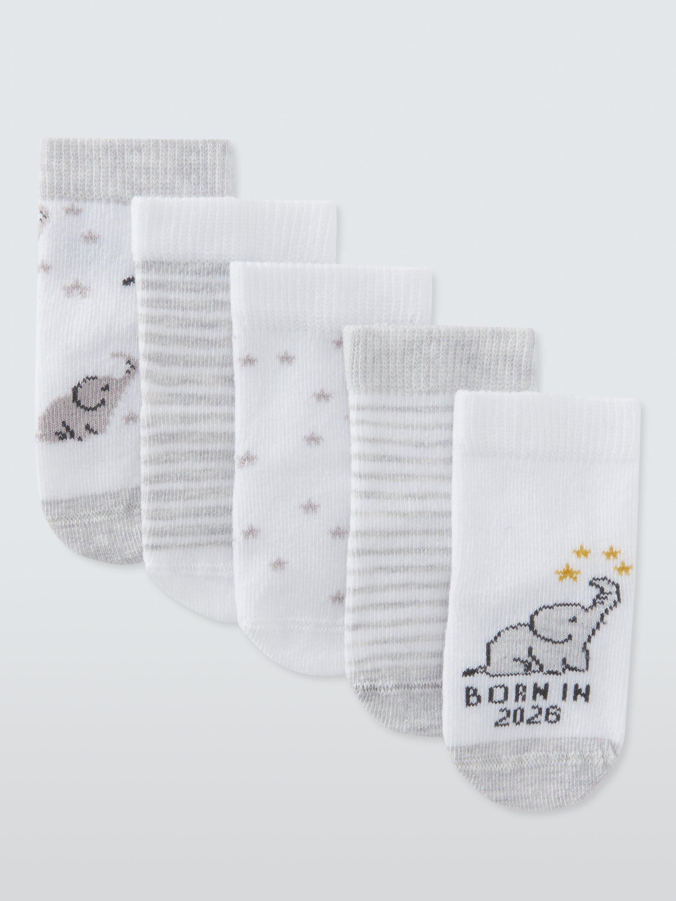 John Lewis Baby Born in 2026 Socks, Pack of 5, Multi