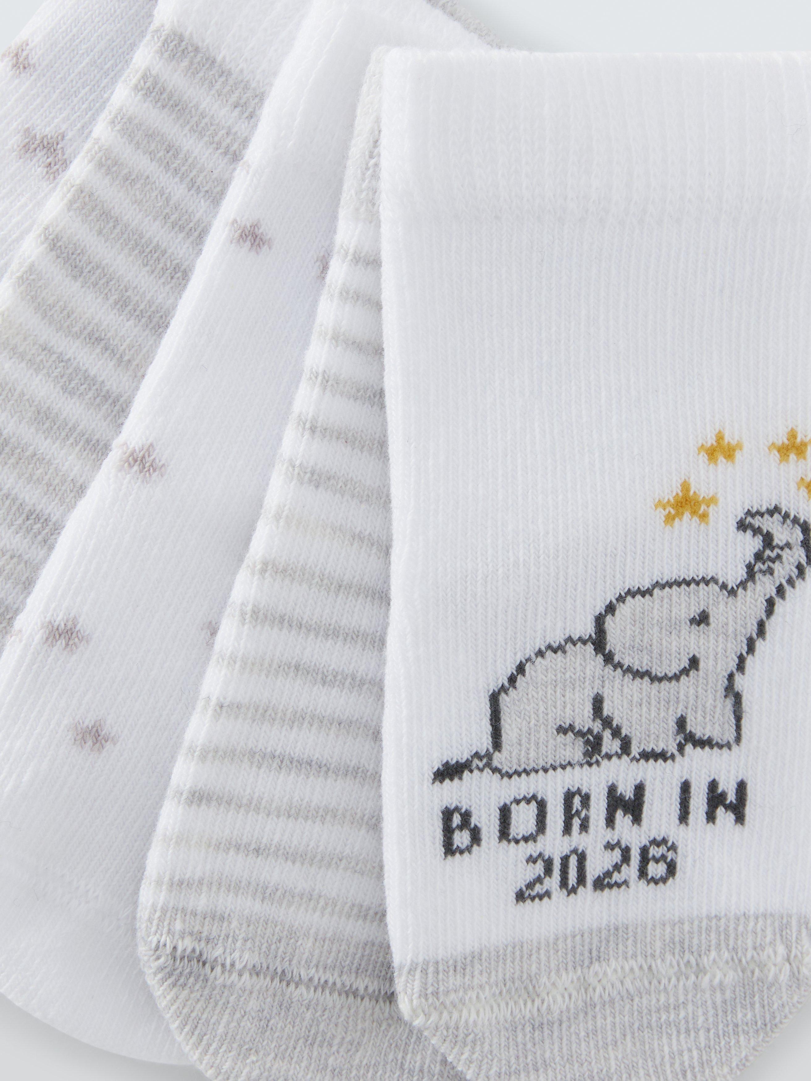 John Lewis Baby Born in 2026 Socks, Pack of 5, Multi