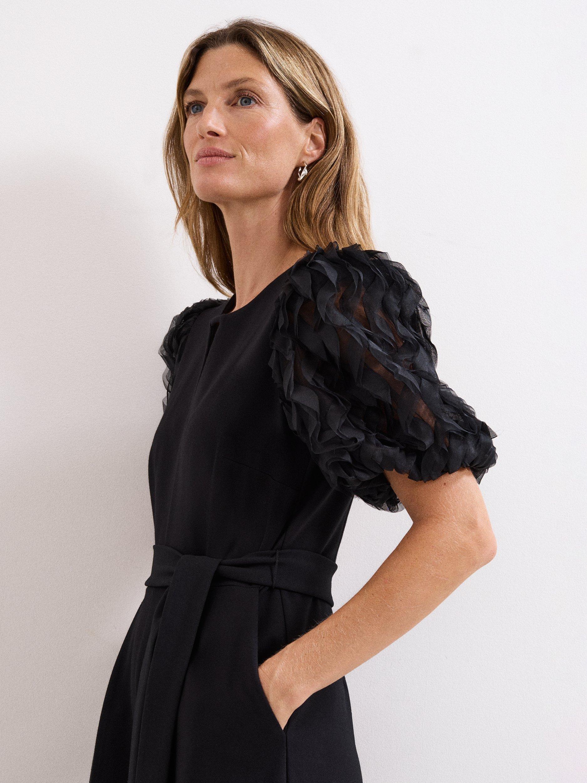 Phase Eight Anda Puff Sleeve Jumpsuit, Black