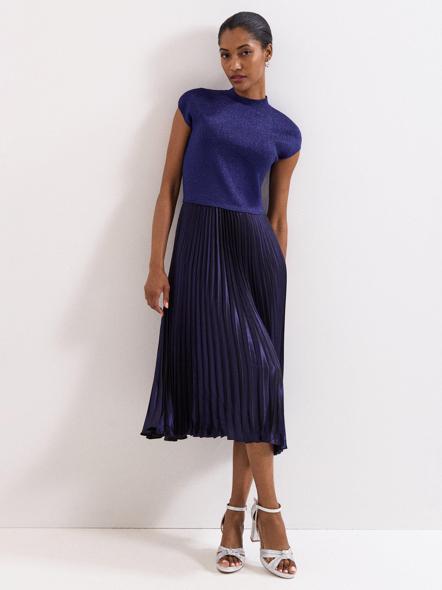 Phase Eight Petite Jayla Knit Top Midi Dress, Cobalt
