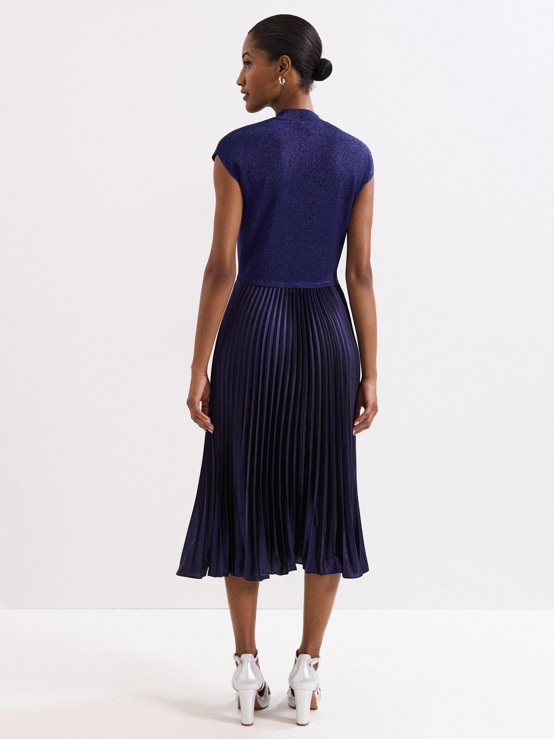 Phase Eight Petite Jayla Knit Top Midi Dress, Cobalt