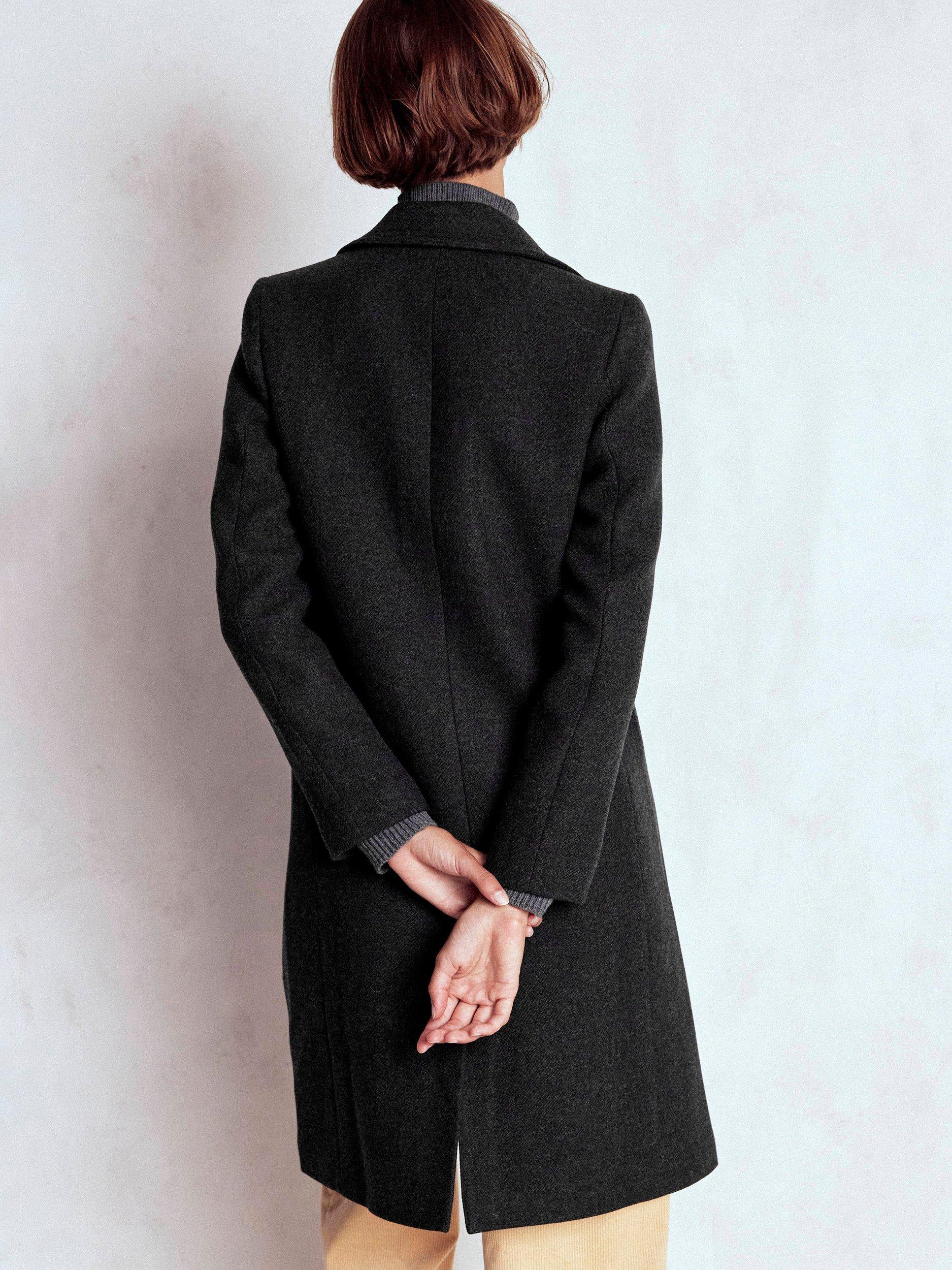 Boden Newport Wool Rich Coat, Charcoal Marl
