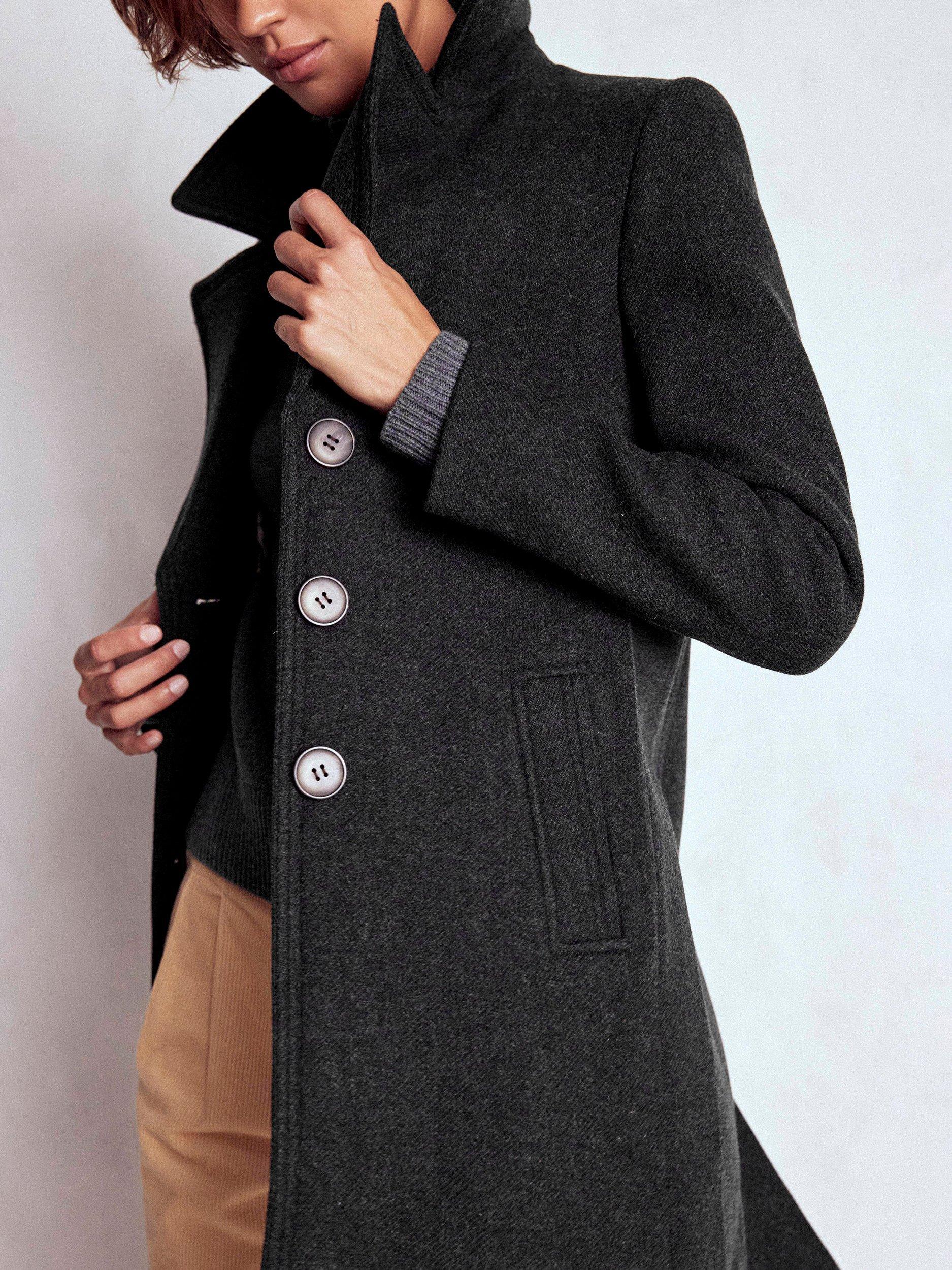 Boden Newport Wool Rich Coat, Charcoal Marl