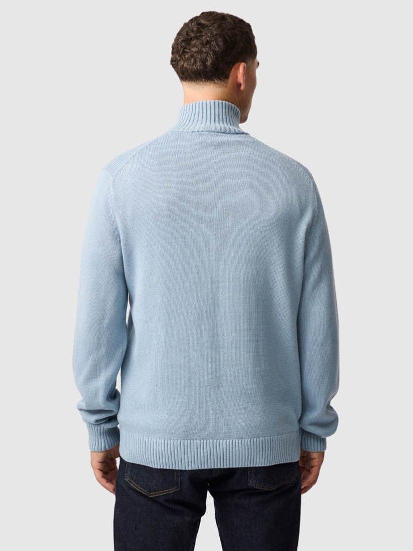 Rodd & Gunn Merrick Bay Knitted Cotton Quarter Zip Neck Jumper, Glacier